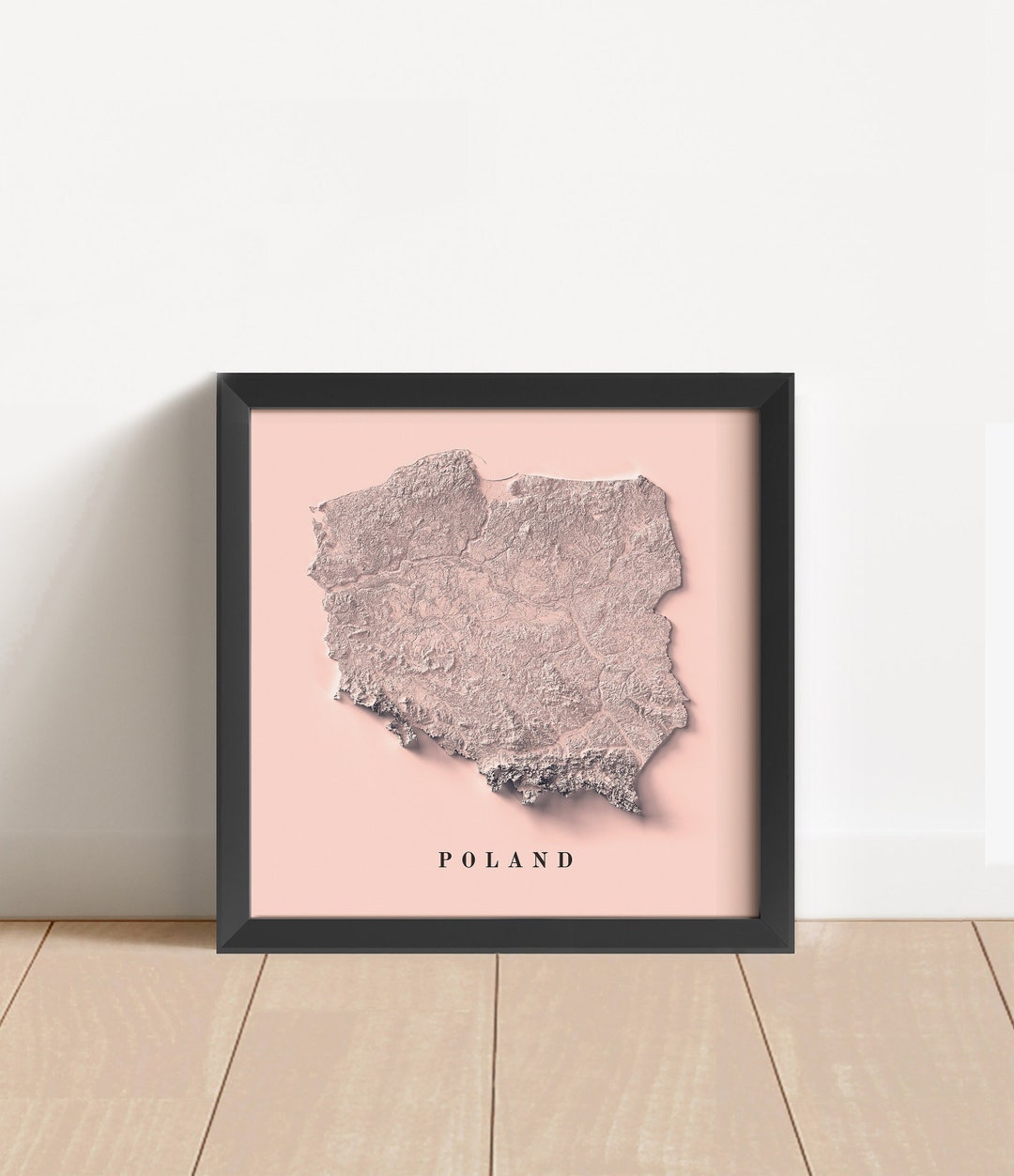 Poland Minimalist Relief Map | Poland Wall Art | Poland Framed Print ...