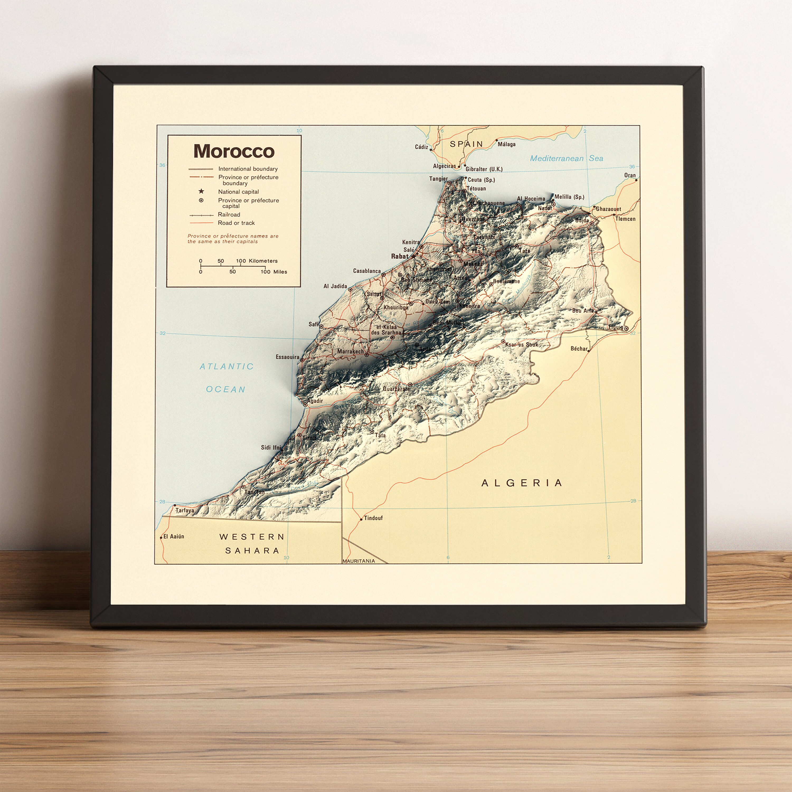 Morocco Vintage Relief Map, Based on 1979 Original | Morocco Wall Art ...
