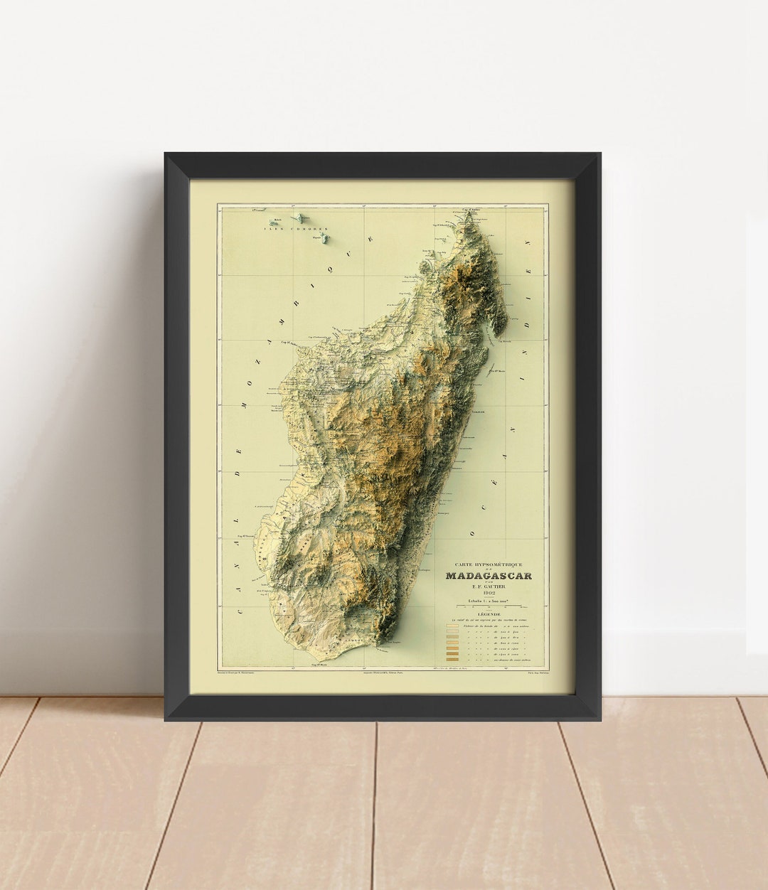 Madagascar Map (1902), Madagascar Relief Map, Madagascar Wall Decor ...