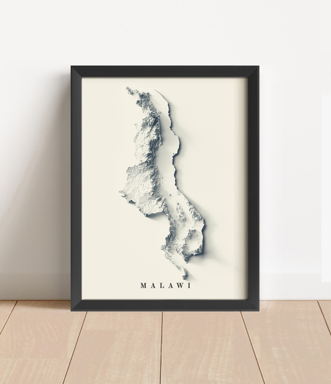 Malawi Minimalist Relief Map | Malawi Wall Art | Malawi Framed Print ...