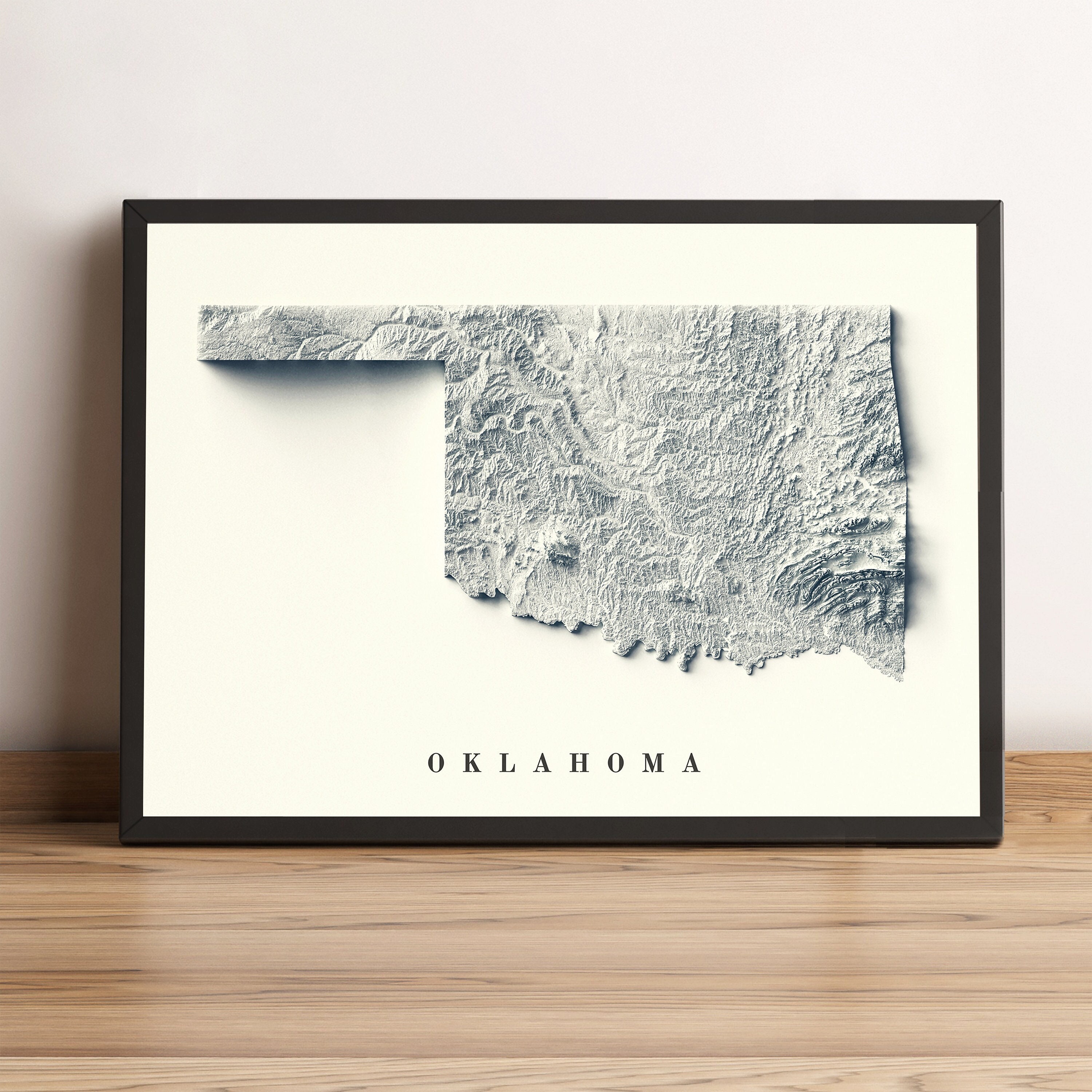 Oklahoma Map set With Two Maps, Oklahoma Relief Map, Oklahoma Printable Map, Oklahoma Wall Art ...