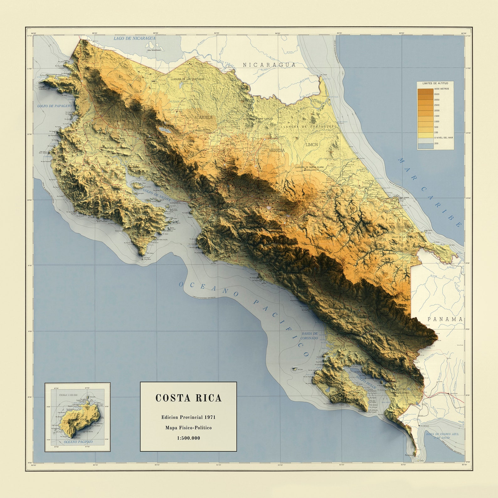Costa Rica Map, Costa Rica Relief Map, Costa Rica Printable Map, Costa ...