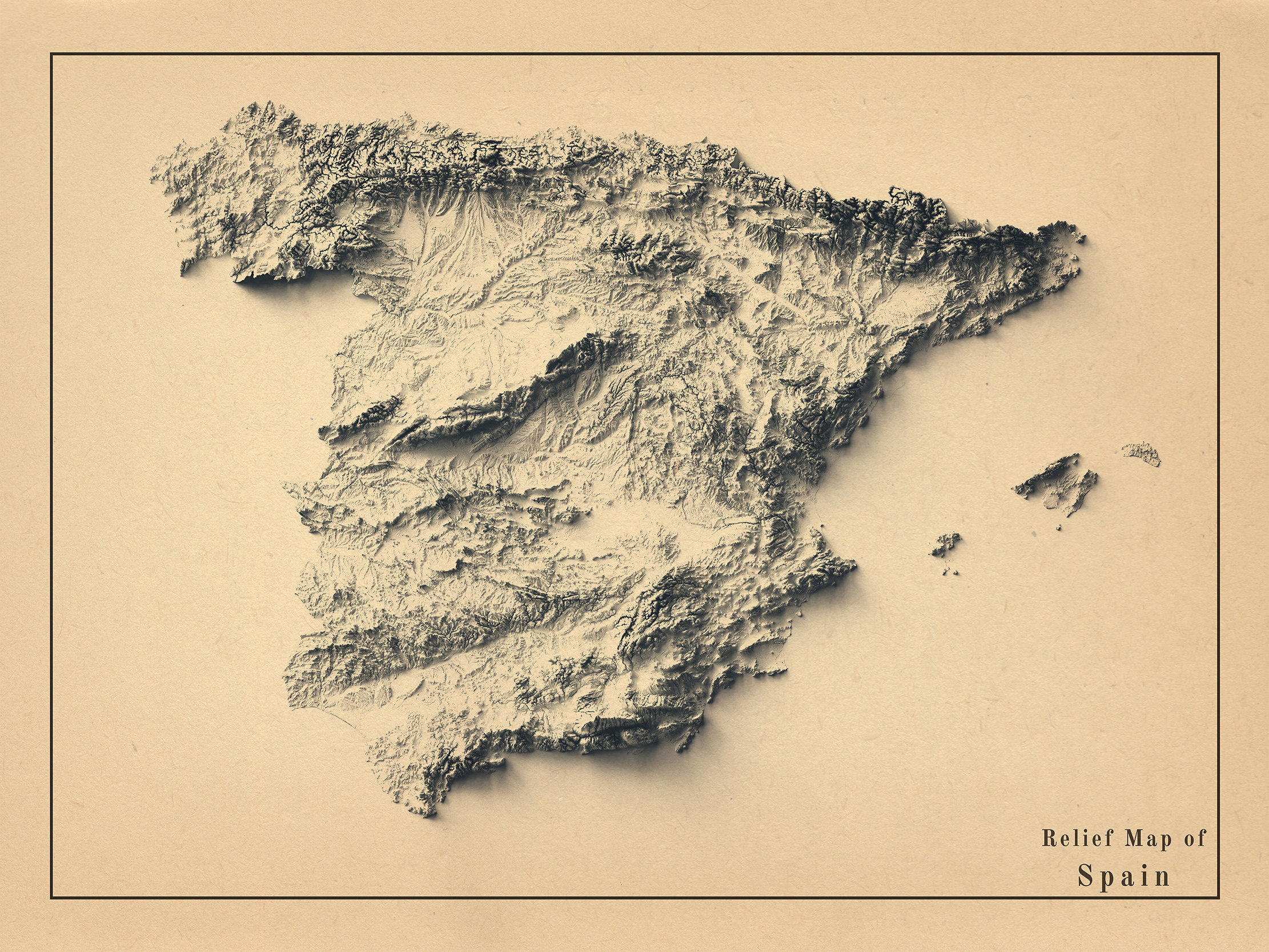 Spain Map, Spain Relief Map, Spain 3D Map, Iberian Peninsula Map ...