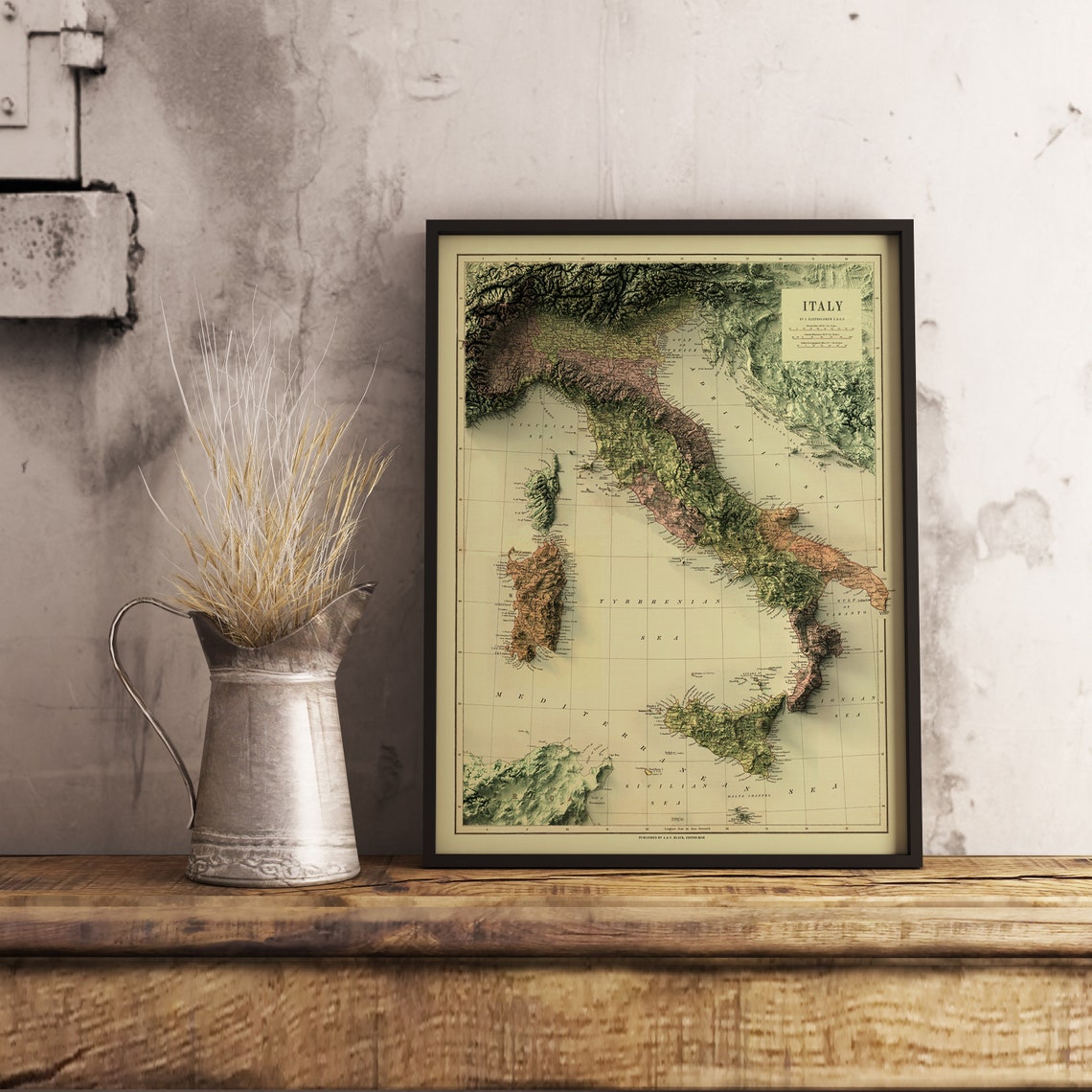 Italy Map, Italy Relief Map, Italy 3D Map, Italy Vintage Map, Italy Old ...