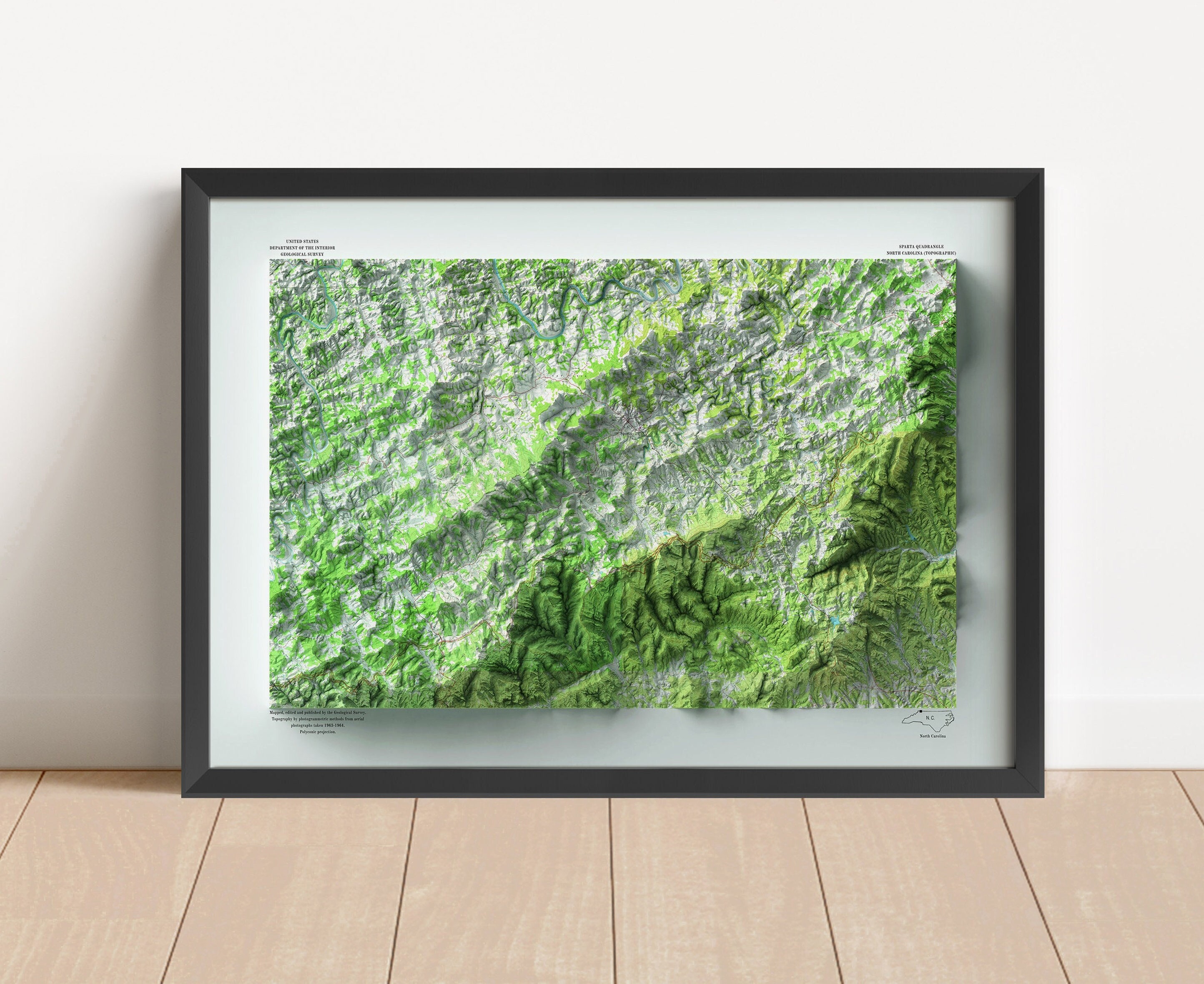 Alleghany County, North Carolina 2D Relief Map 1964 2D FLAT POSTER - Etsy