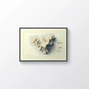 Moorea French Polynesia Map (1924), Moorea Relief Map, Moorea Wall ...