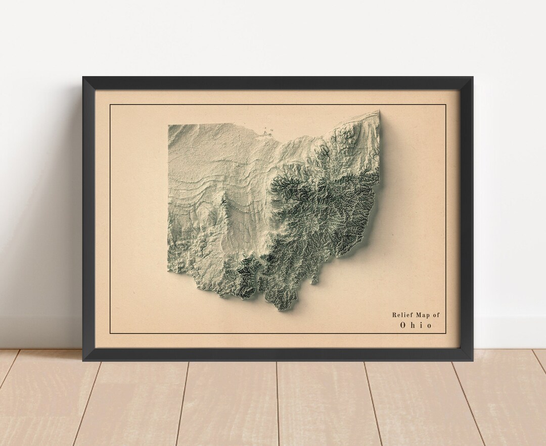Ohio Map, Ohio Relief Map, Ohio Wall Decor, Ohio Minimalist Map, Ohio Poster - 2D FLAT POSTER - Etsy