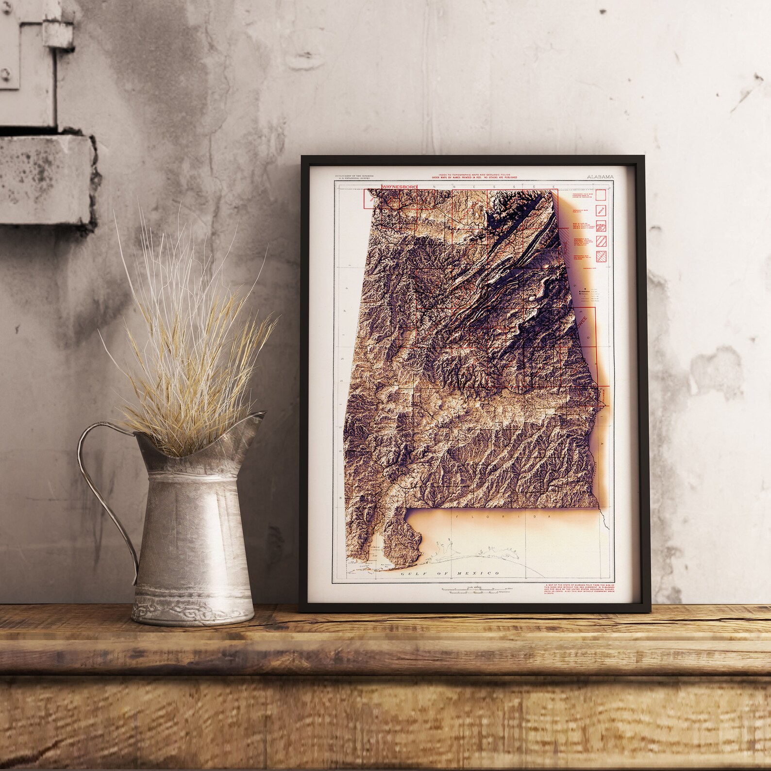 Map of Alabama Relief Map of Alabama Alabama Historical Map Old Map of ...