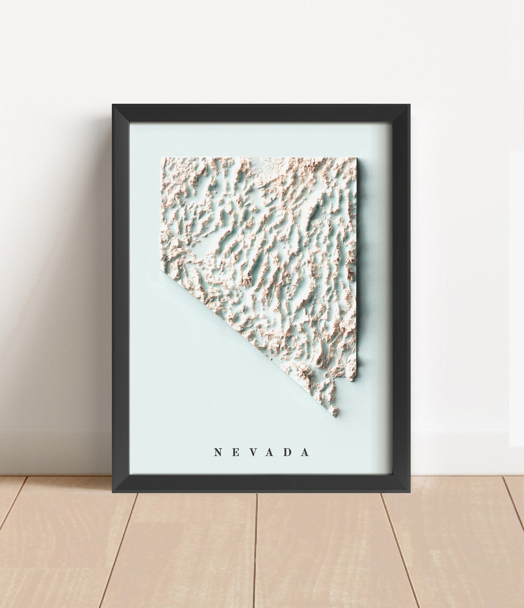 Nevada Map, Nevada Relief Map, Nevada Wall Decor, Nevada Minimalist Map, Nevada Poster - 2D FLAT ...