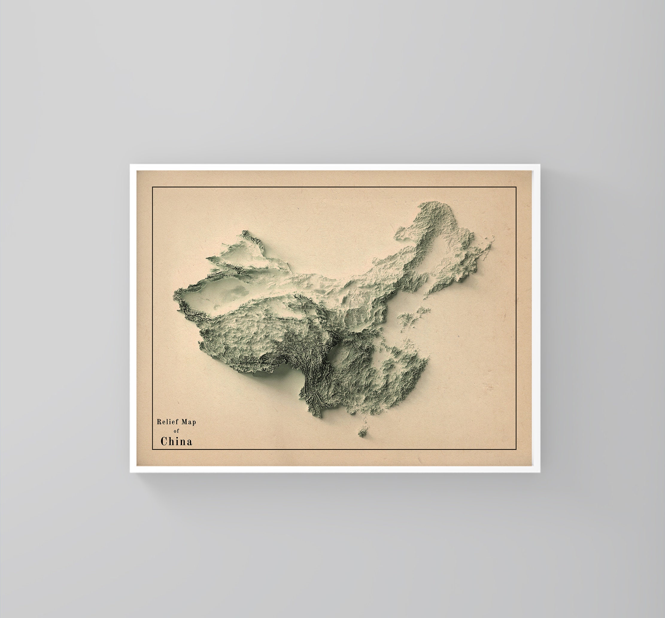 China Map, China Relief Map, China Wall Decor, China Minimalist Map ...