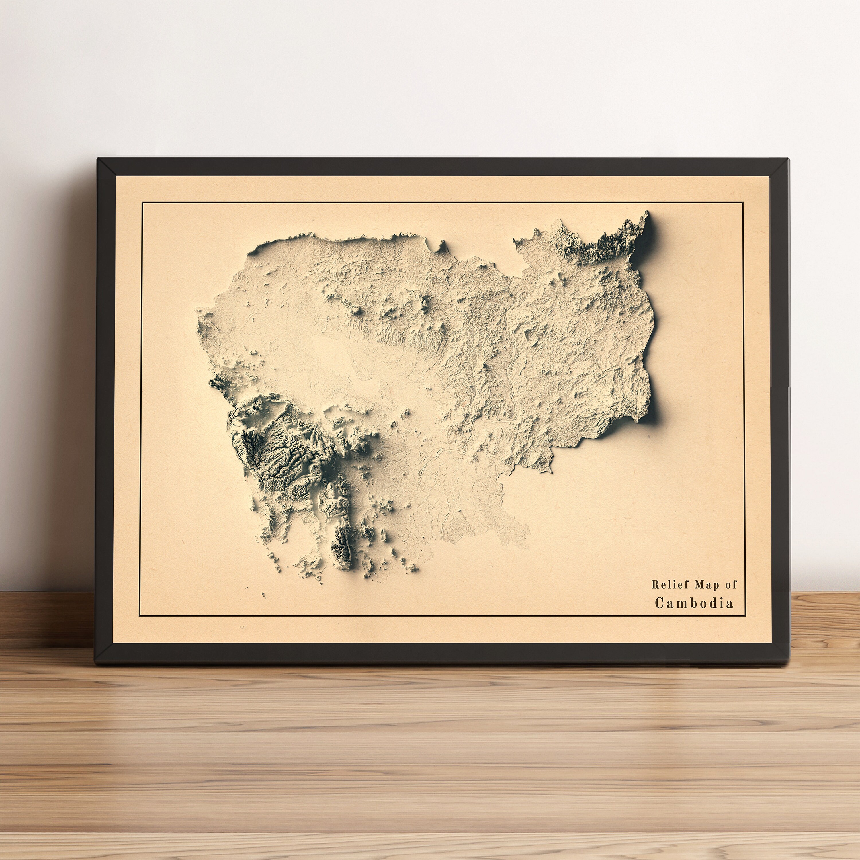 Cambodia Map set With Two Maps, Cambodia Relief Map, Cambodia Printable ...