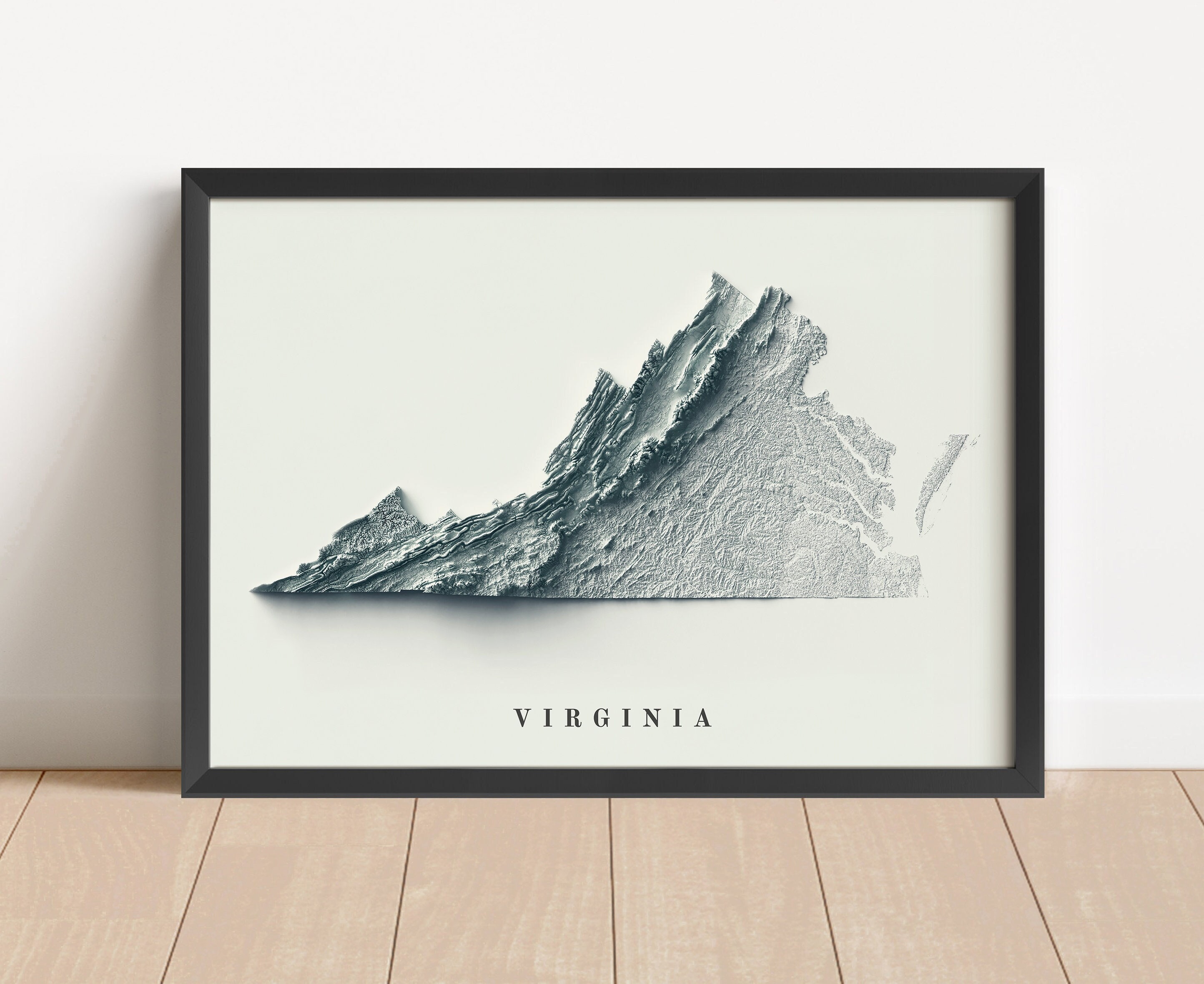 Virginia Map, Virginia Relief Map, Virginia Wall Decor, Virginia ...