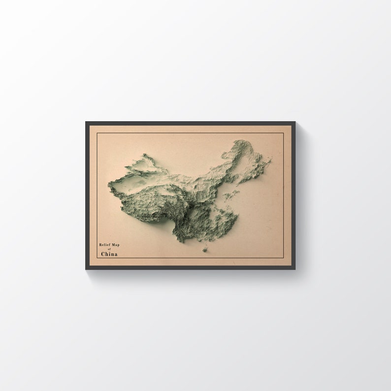 China Map, China Relief Map, China Wall Decor, China Minimalist Map ...