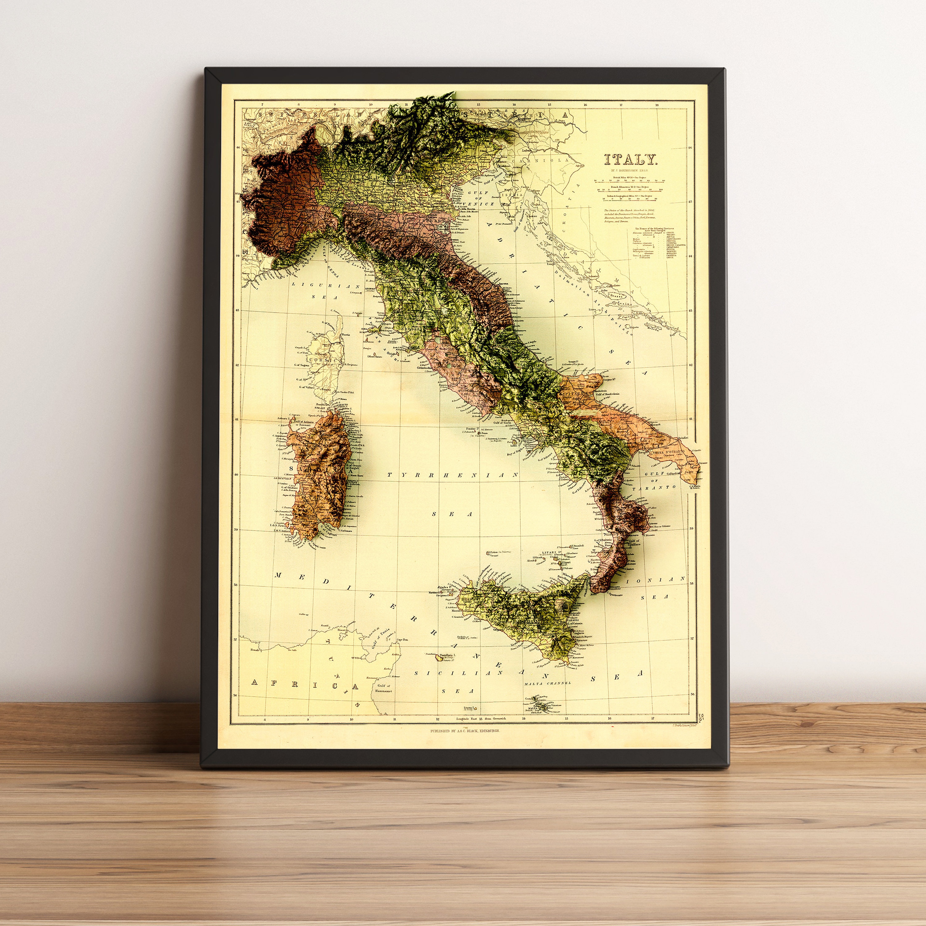Italy Map Italy Relief Map Italy 3D Map Italy Vintage Map | Etsy