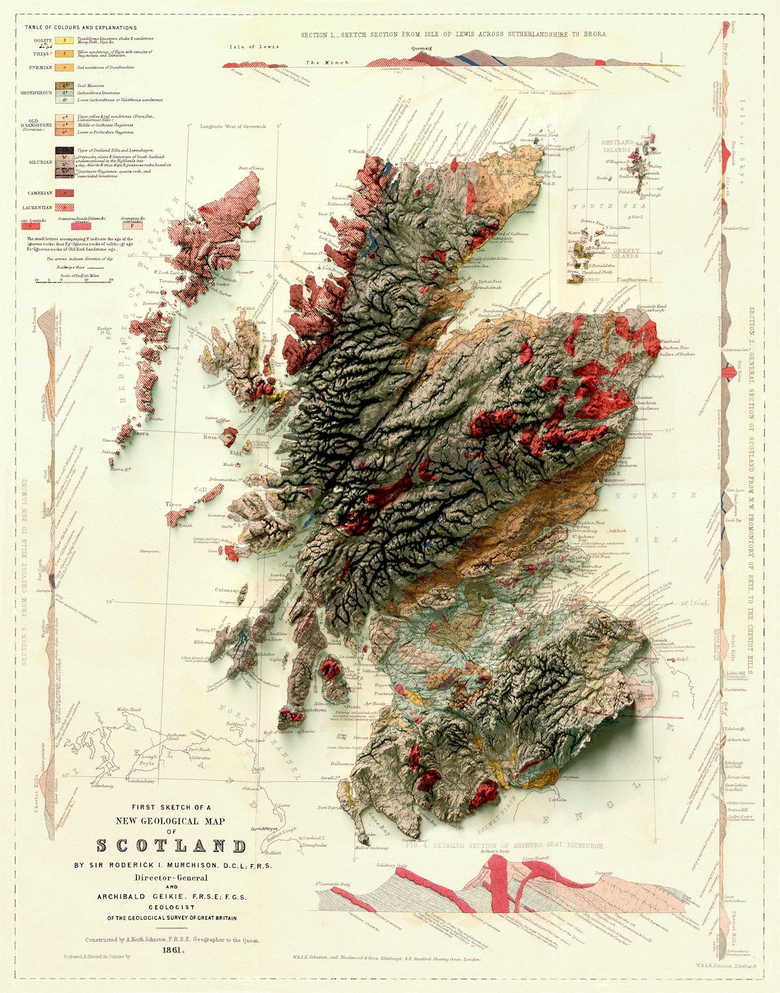 Scotland Map Scotland Geological Map Scotland 3D Map | Etsy