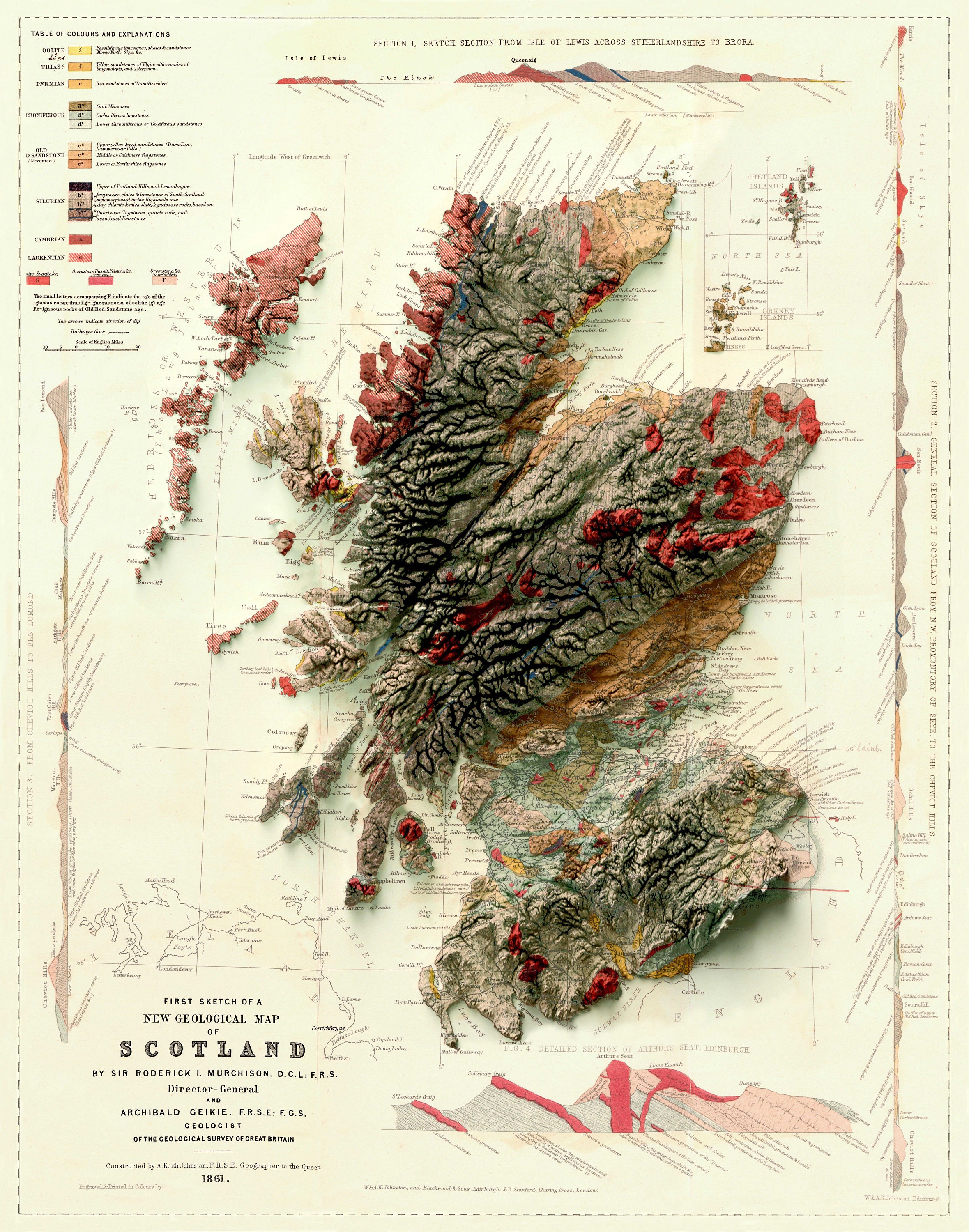 Scotland Map Scotland Geological Map Scotland 3D Map - Etsy UK