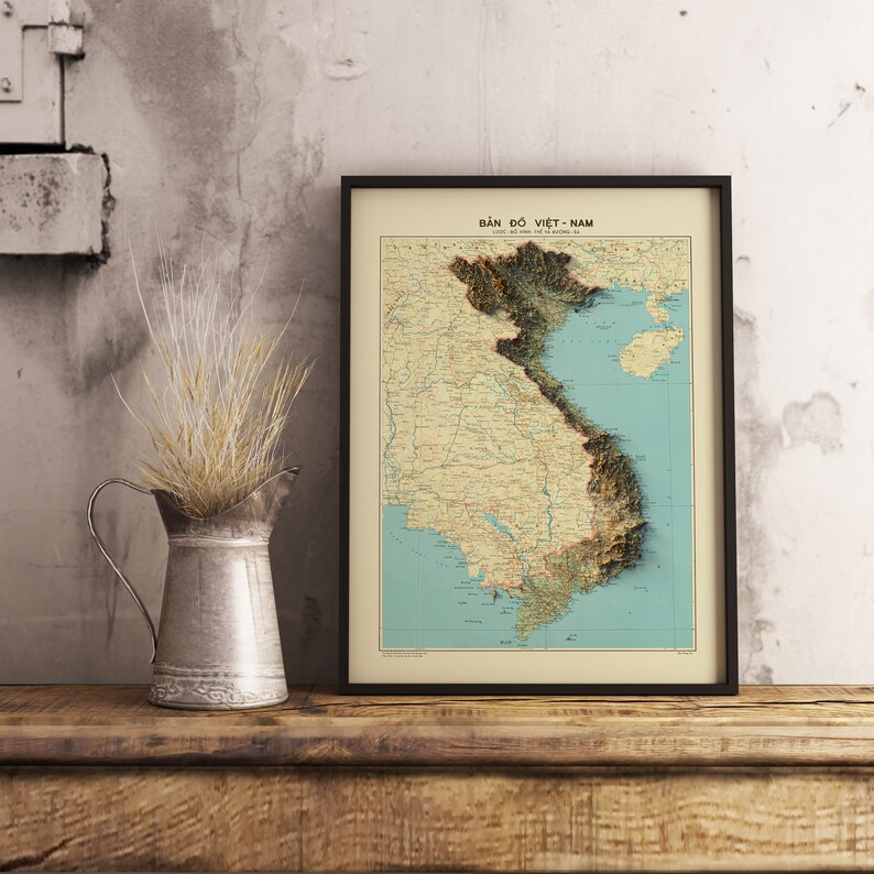 Vietnam Map Vietnam Relief Map Vietnam Printable Map - Etsy