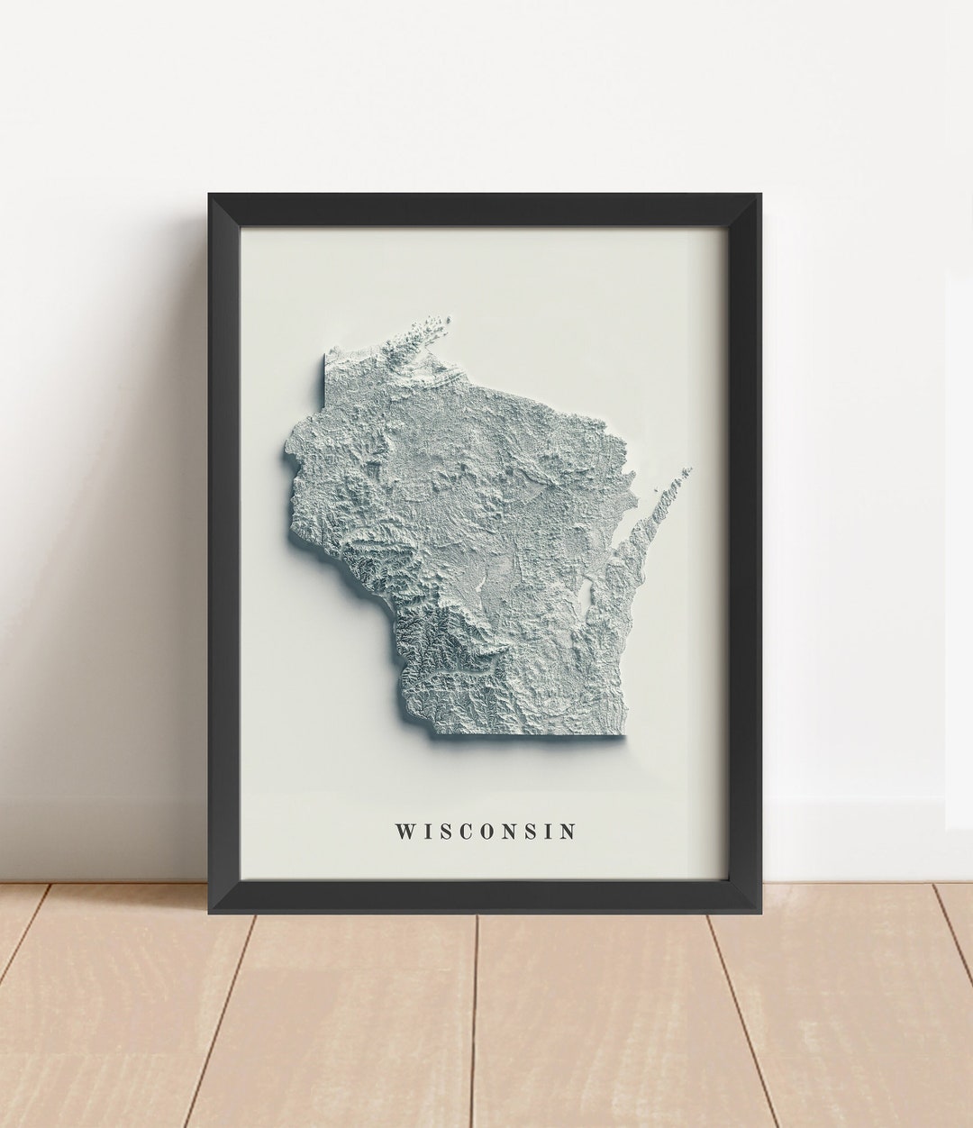 Wisconsin Map, Wisconsin Relief Map, Wisconsin Wall Decor, Wisconsin ...