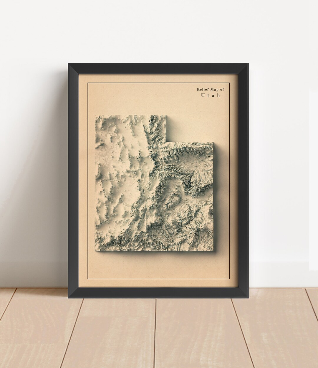 Utah Minimalist Relief Map | Utah Wall Art | Utah Framed Print ...