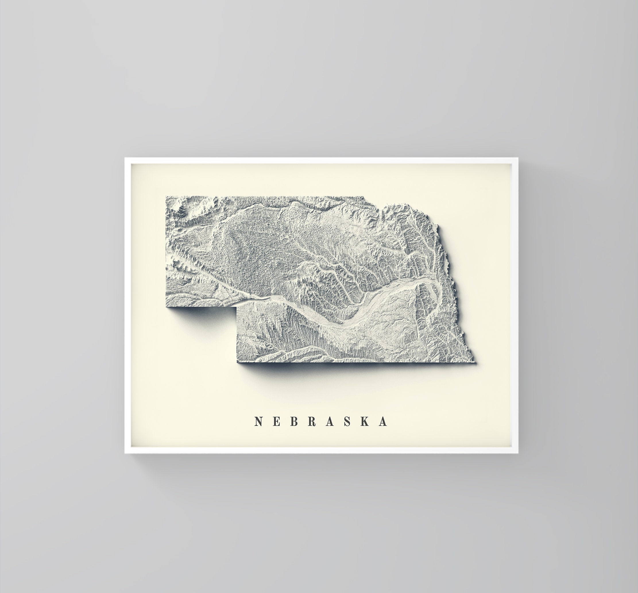 Nebraska Map, Nebraska Relief Map, Nebraska Wall Decor, Nebraska Minimalist Map, Nebraska Poster ...