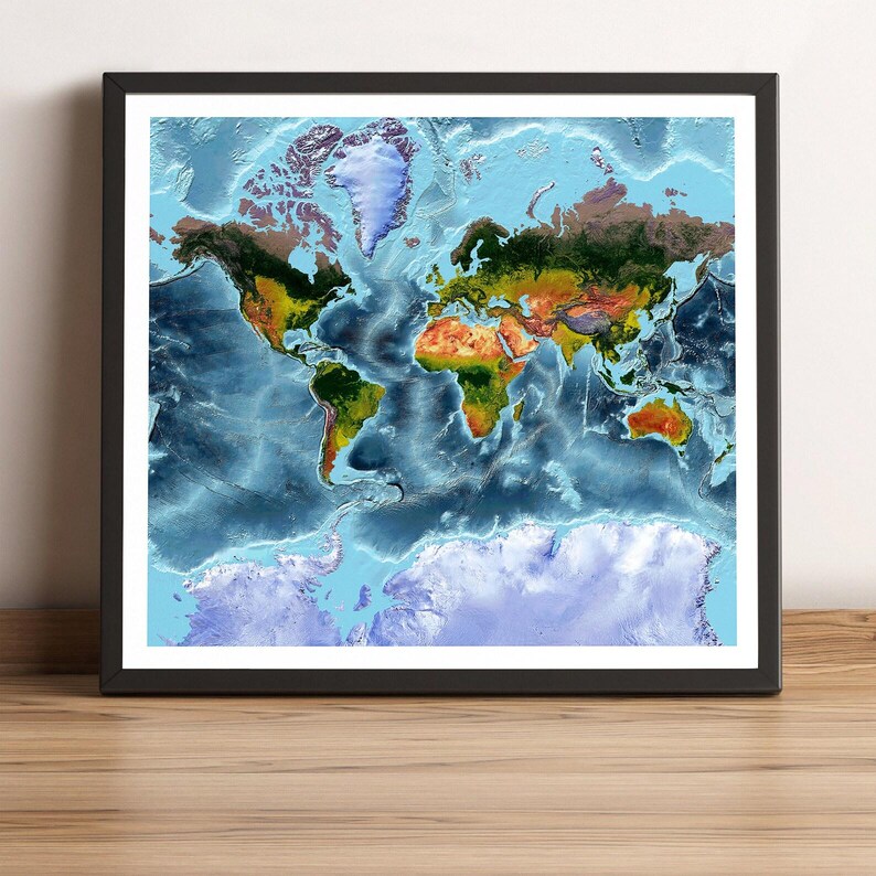 Mercator Projection World Map | Earth Map Print for Home Decor - Etsy