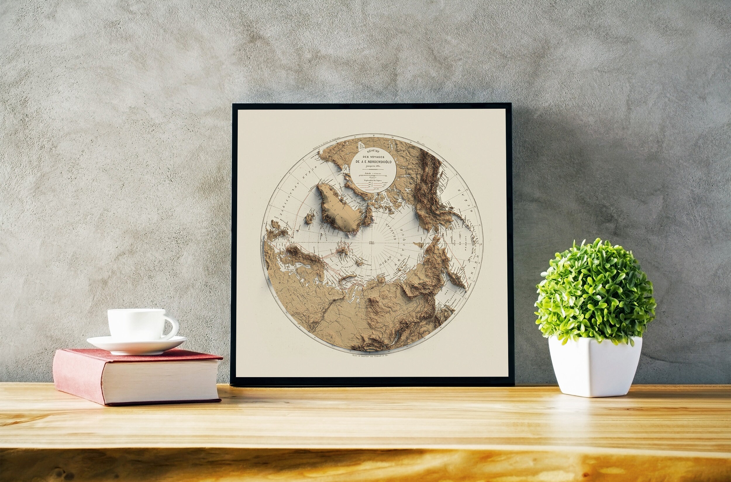 Arctic Map, Arctic Printable Map, Arctic Shaded Relief Map, Arctic Wall ...