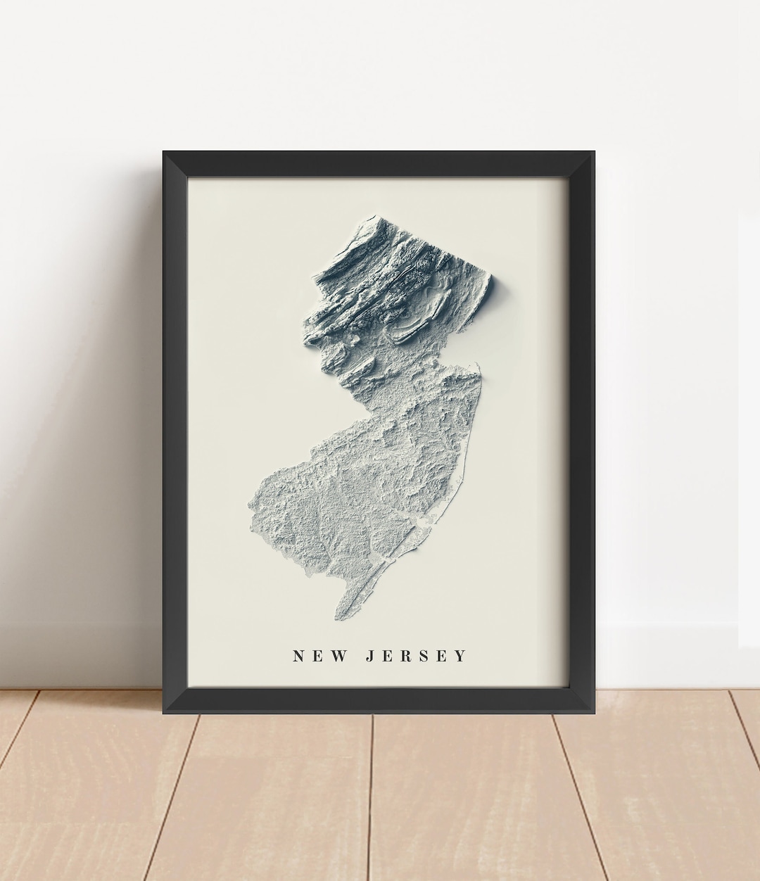 New Jersey Map, New Jersey Relief Map, New Jersey Wall Decor, New ...
