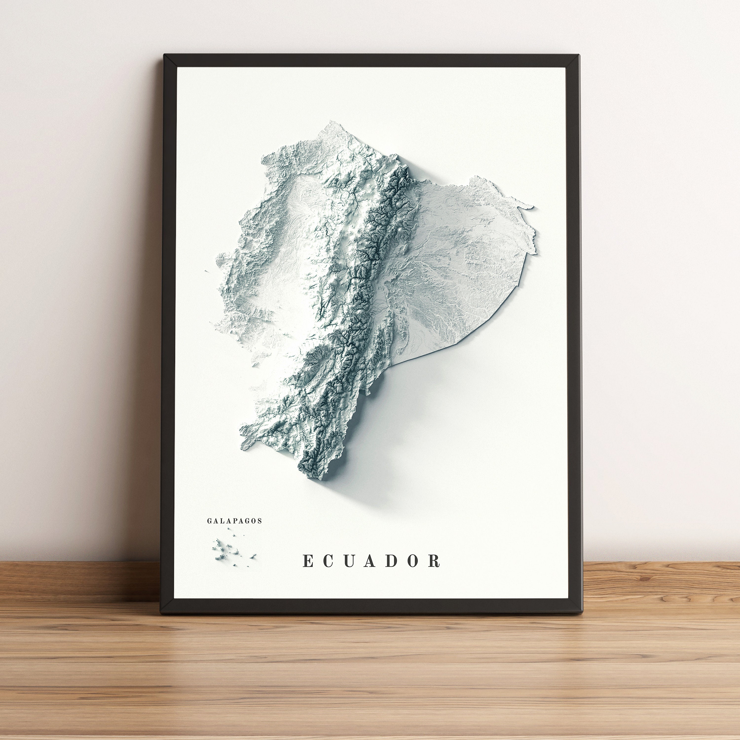 Ecuador Map, Ecuador Relief Map, Ecuador Wall Decor, Ecuador Minimalist ...