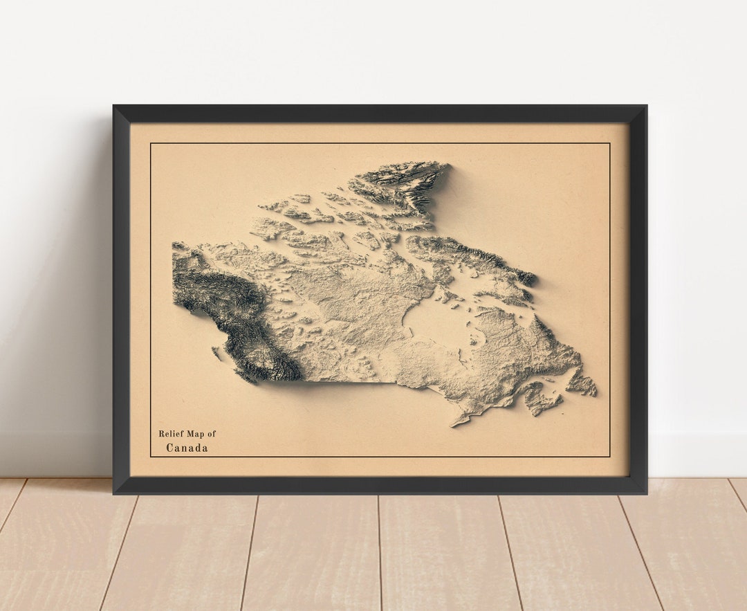 Canada Minimalist Relief Map | Canada Wall Art | Framed Canada Print ...