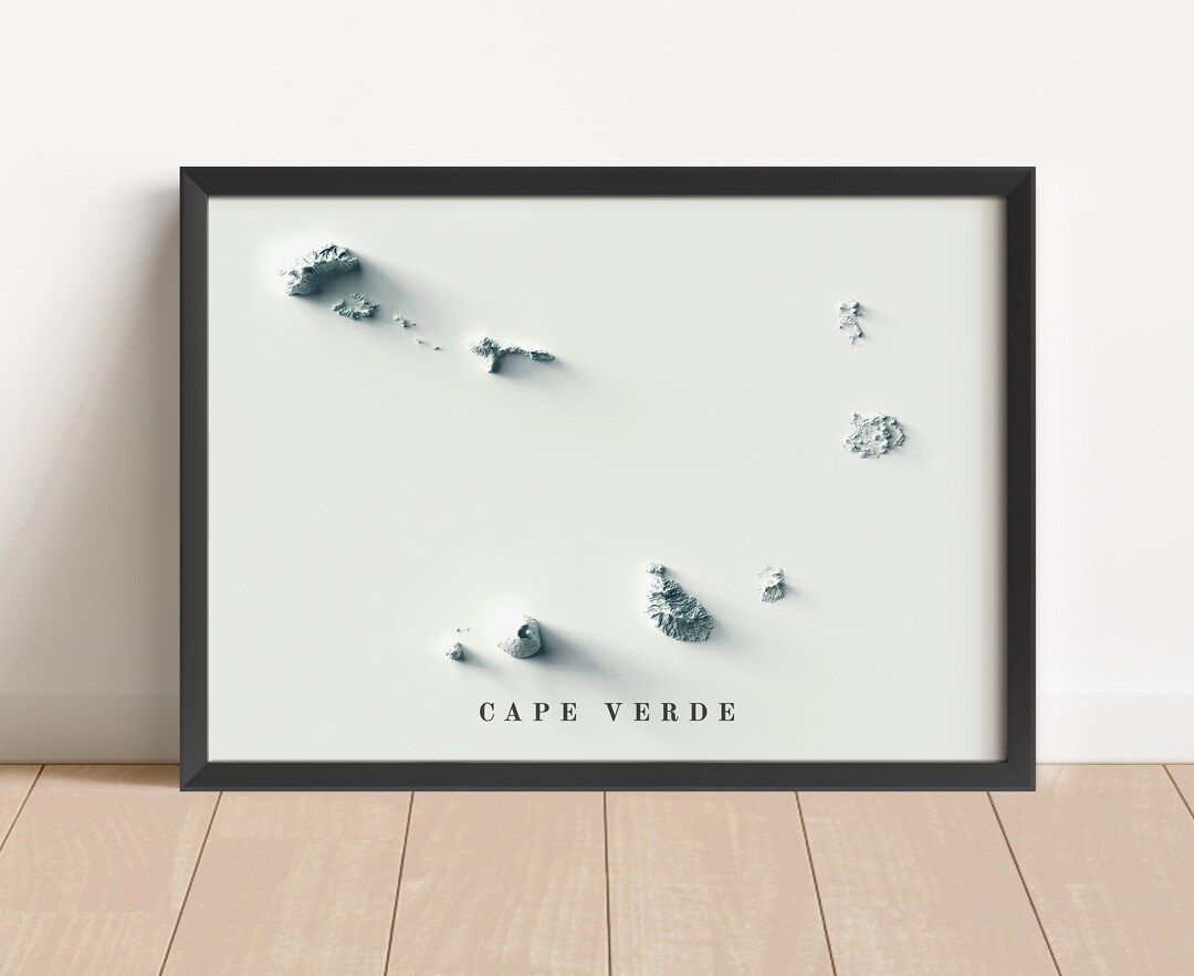 Cape Verde Minimalist Relief Map | Cape Verde Wall Art | Framed Cape ...