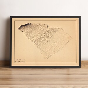 South Carolina Map, South Carolina Relief Map, South Carolina Wall ...