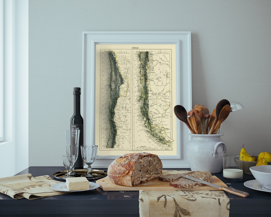 Chile Map, Chile Printable Map, Chile Shaded Relief Map, Chile Wall ...