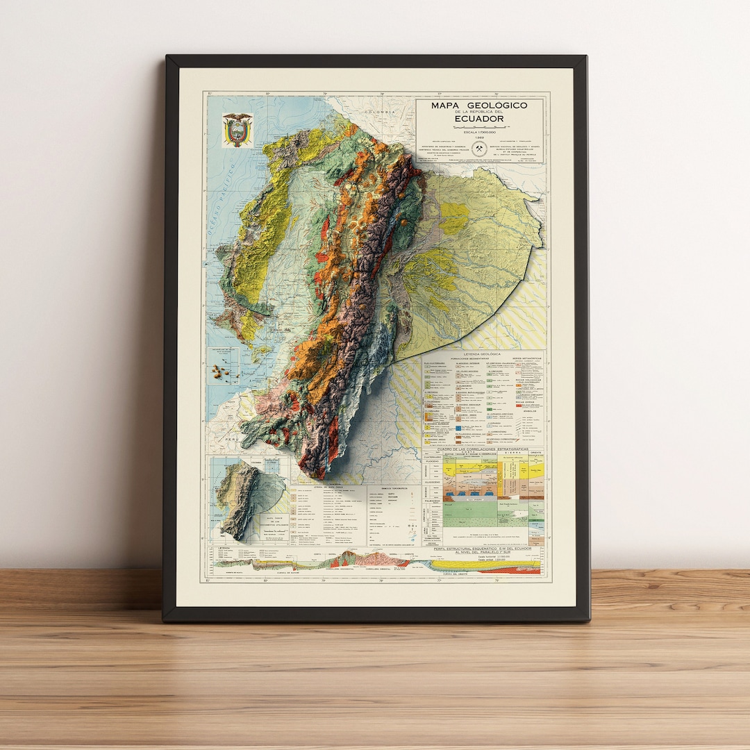 Ecuador Map, Ecuador Printable Map, Ecuador Relief Map, Ecuador Vintage ...
