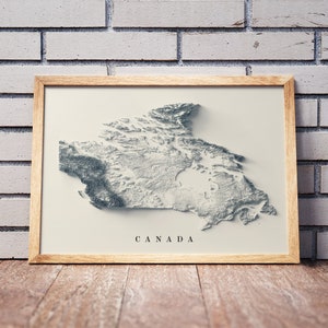 Canada Minimalist Relief Map | Canada Wall Art | Canada Framed Print ...