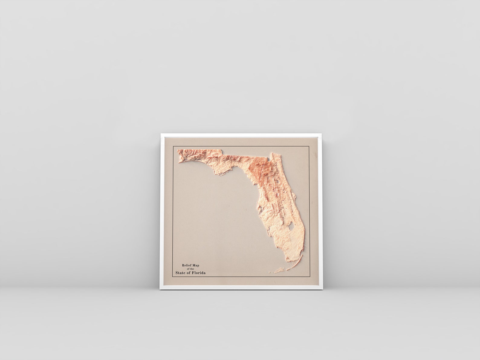 Florida Minimalist Relief Map | Florida Wall Art | Florida Framed Print ...