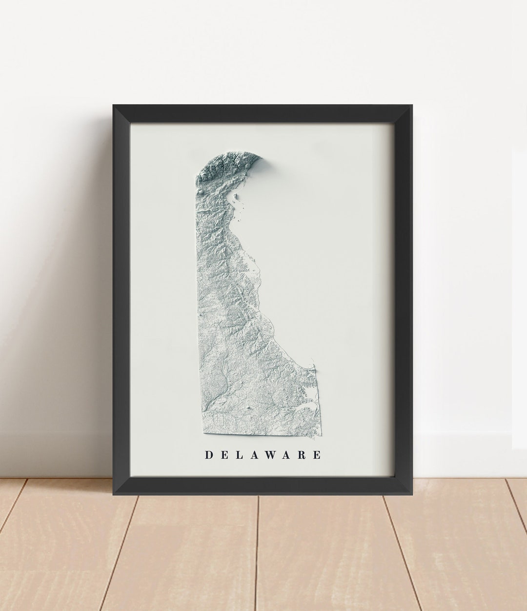Delaware Minimalist Relief Map | Delaware Wall Art | Framed Delaware ...