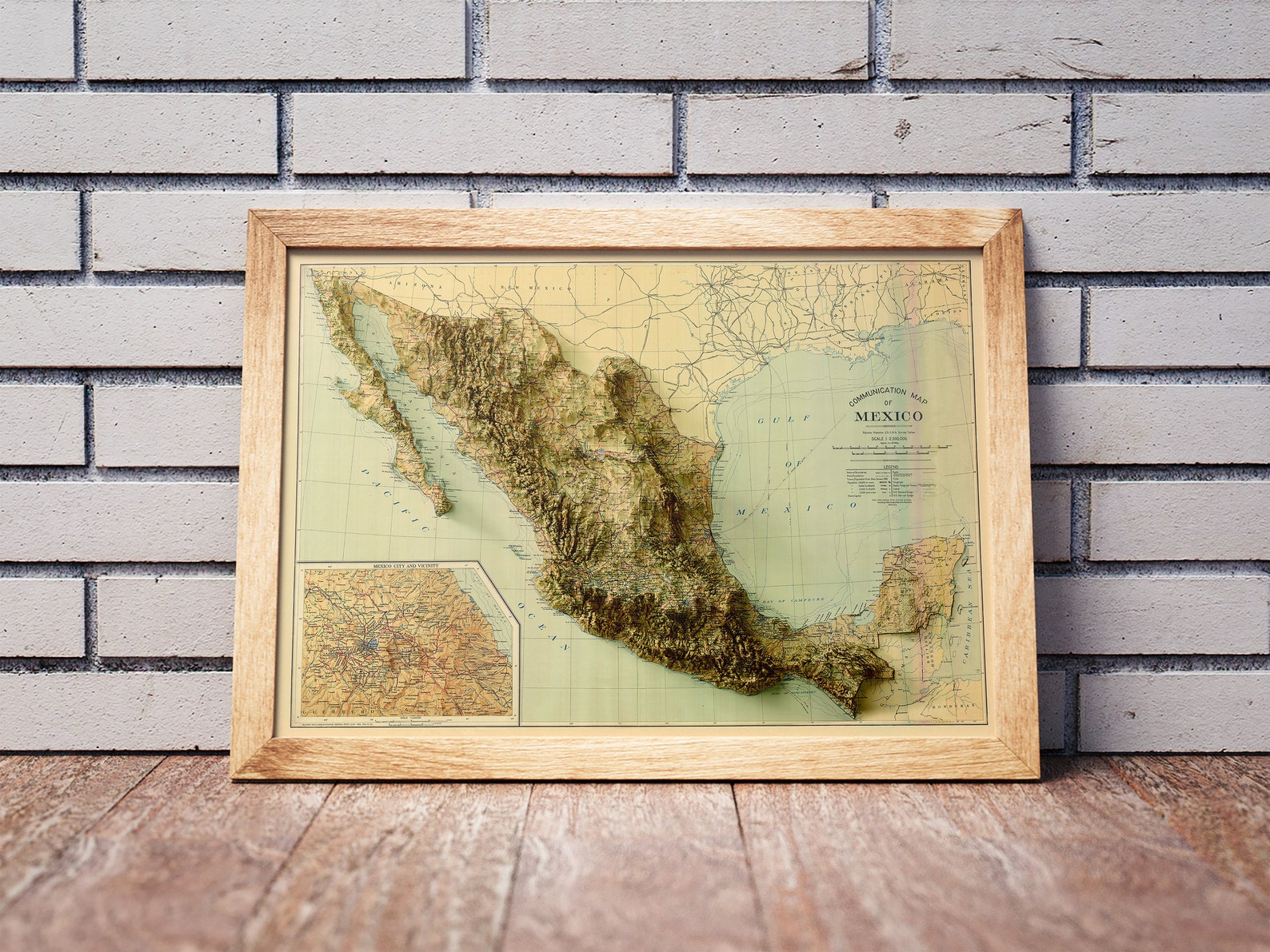 Map of Mexico Relief Map of Mexico Mexico Map Old Map of Mexico Vintage ...