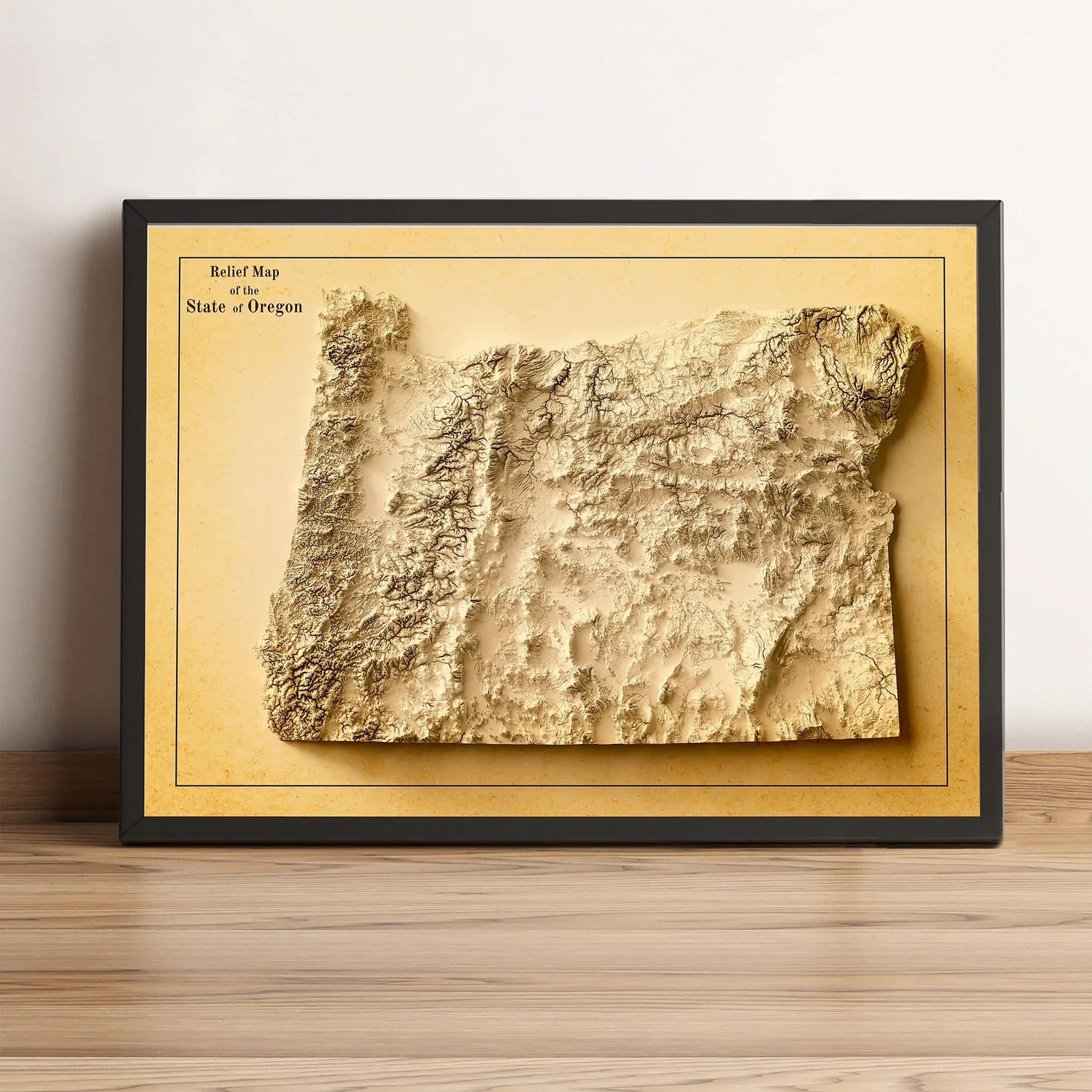 Oregon Map, Oregon Relief Map, Oregon Wall Decor, Oregon Minimalist Map ...