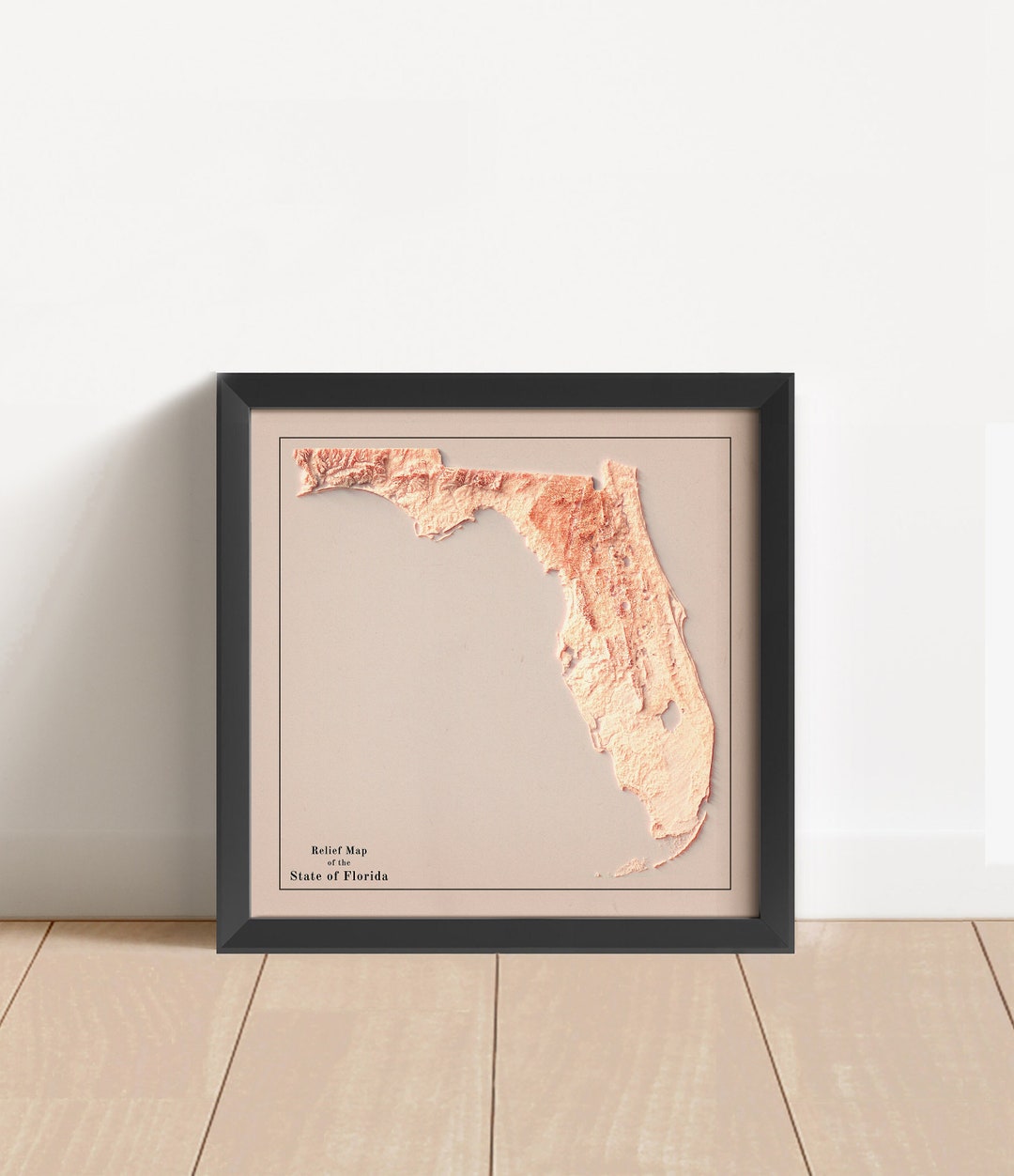Florida Minimalist Relief Map | Florida Wall Art | Florida Framed Print ...