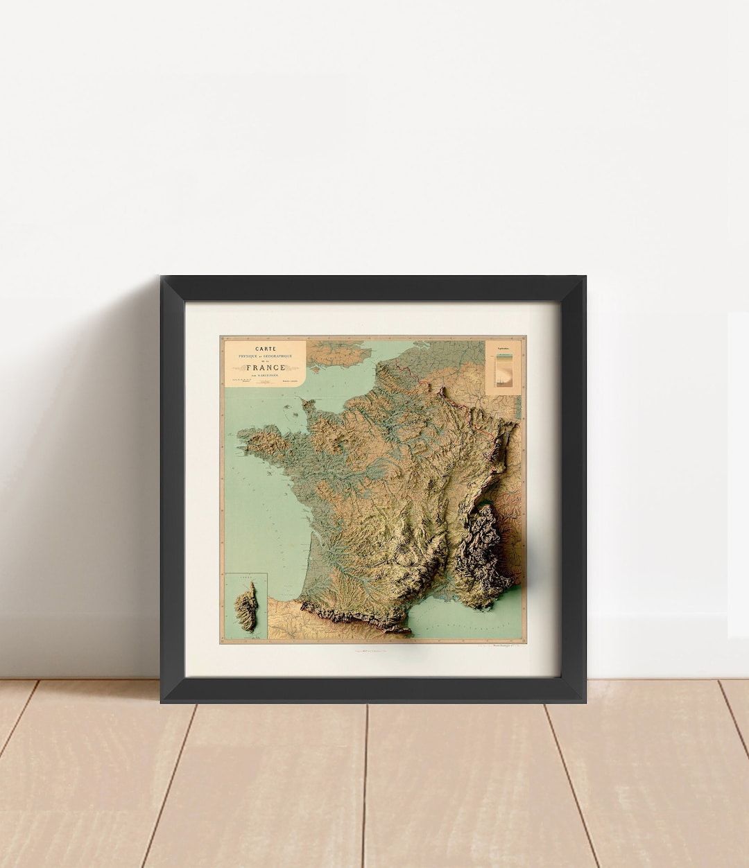 France Map 1880, France Relief Map, France Wall Decor, France Vintage ...
