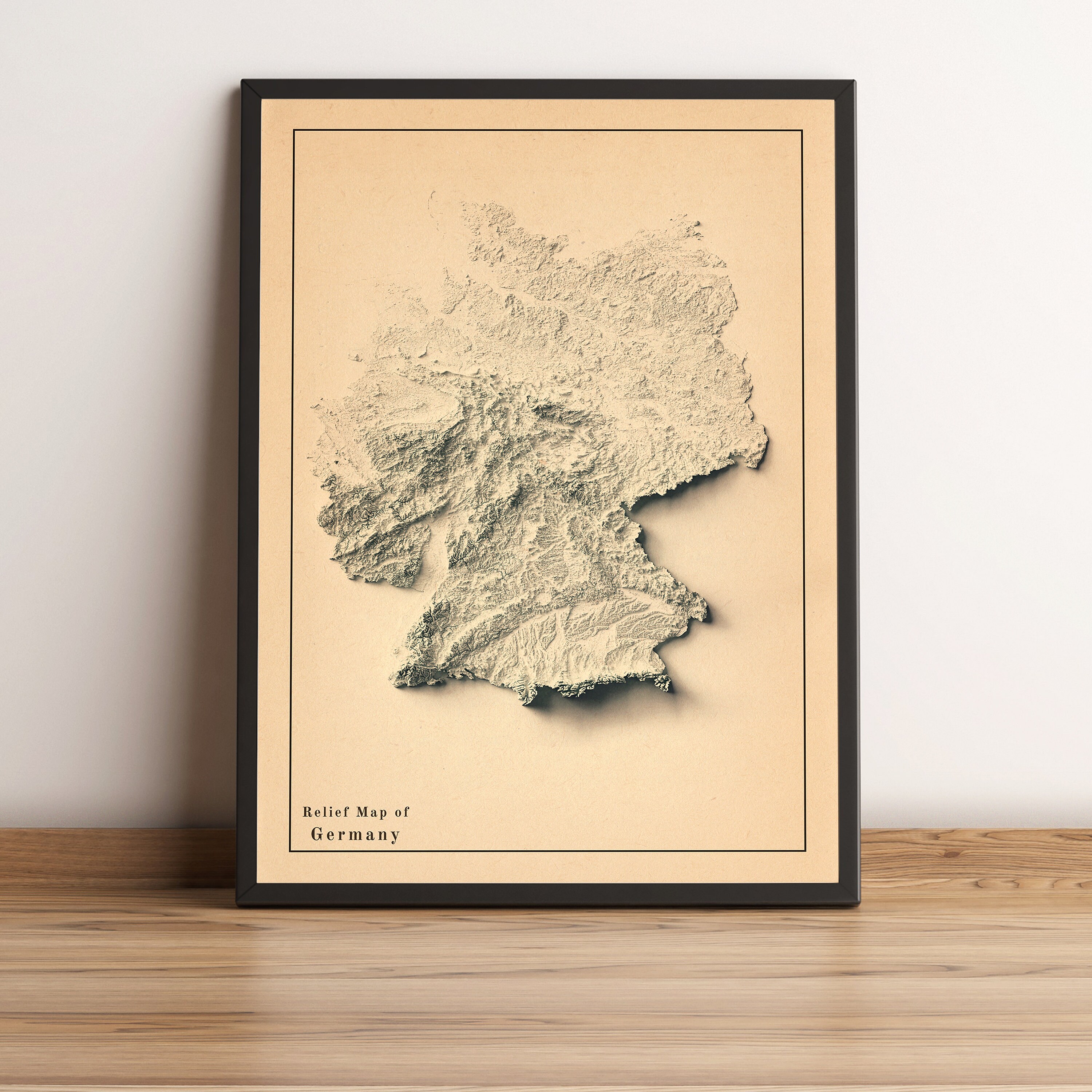 Germany Minimalist Relief Map | Germany Wall Art | Framed Germany Print ...