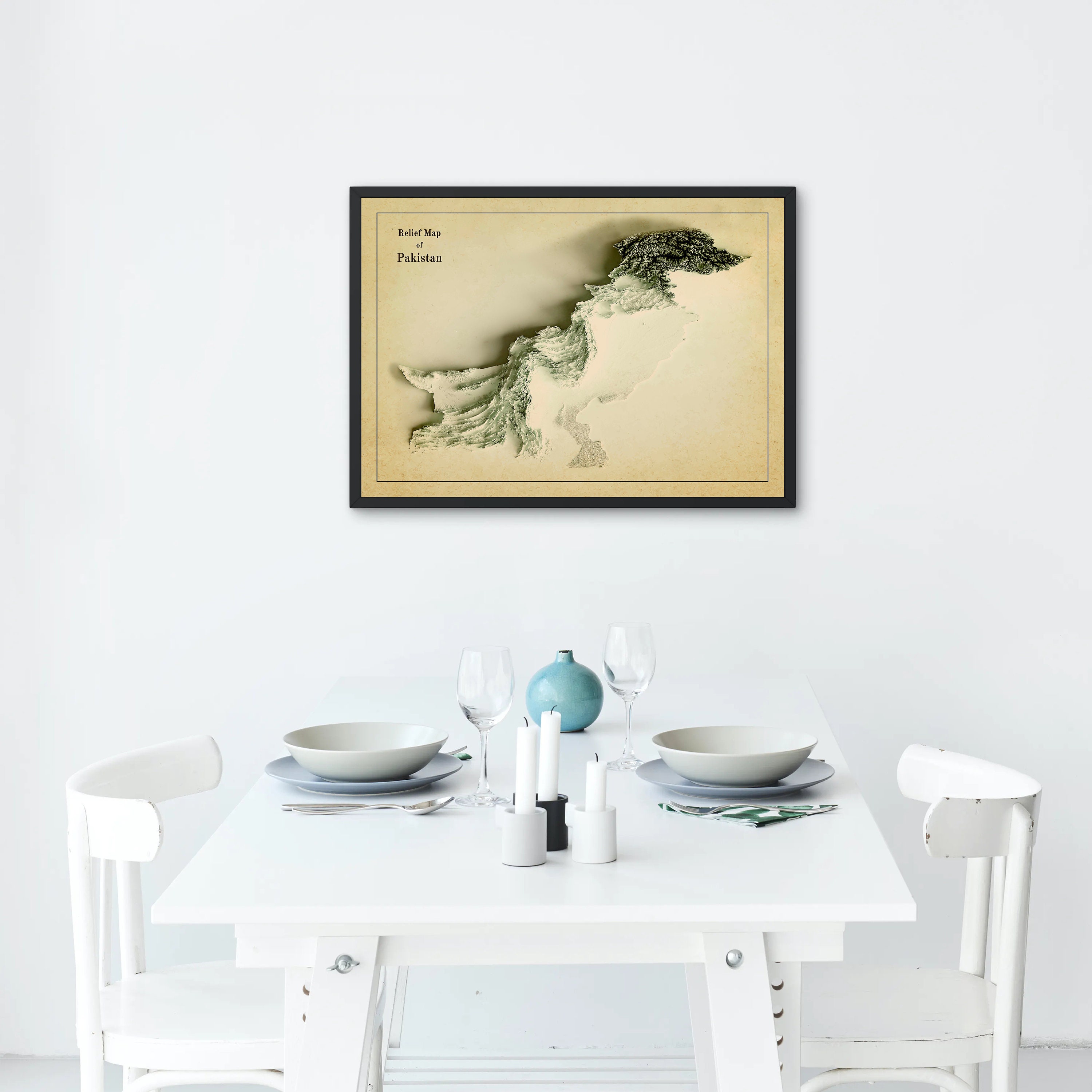 Pakistan Map Pakistan Relief Map Pakistan Topo Map Pakistan Print ...