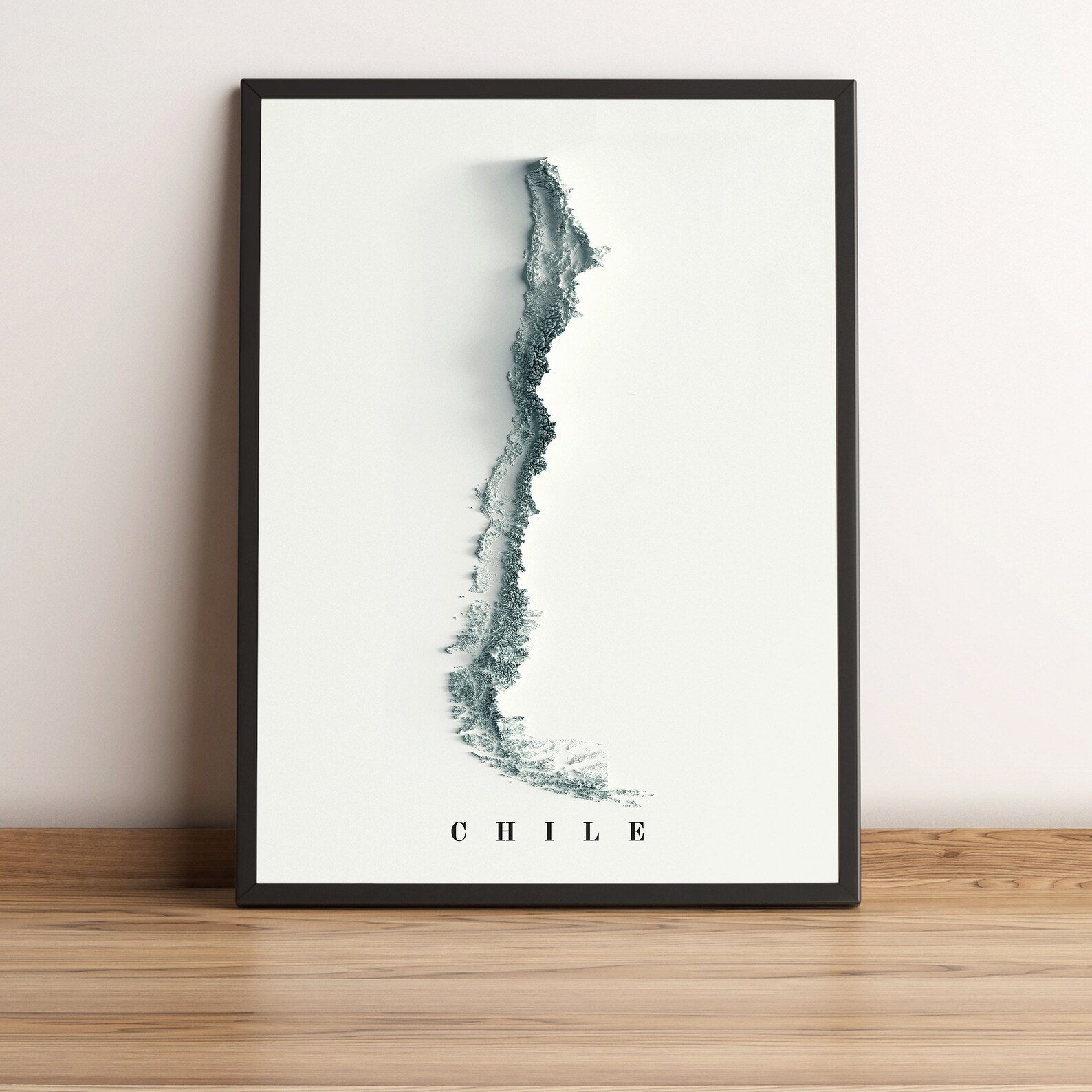 Chile Map, Chile Relief Map, Chile Wall Decor, Chile Minimalist Map ...