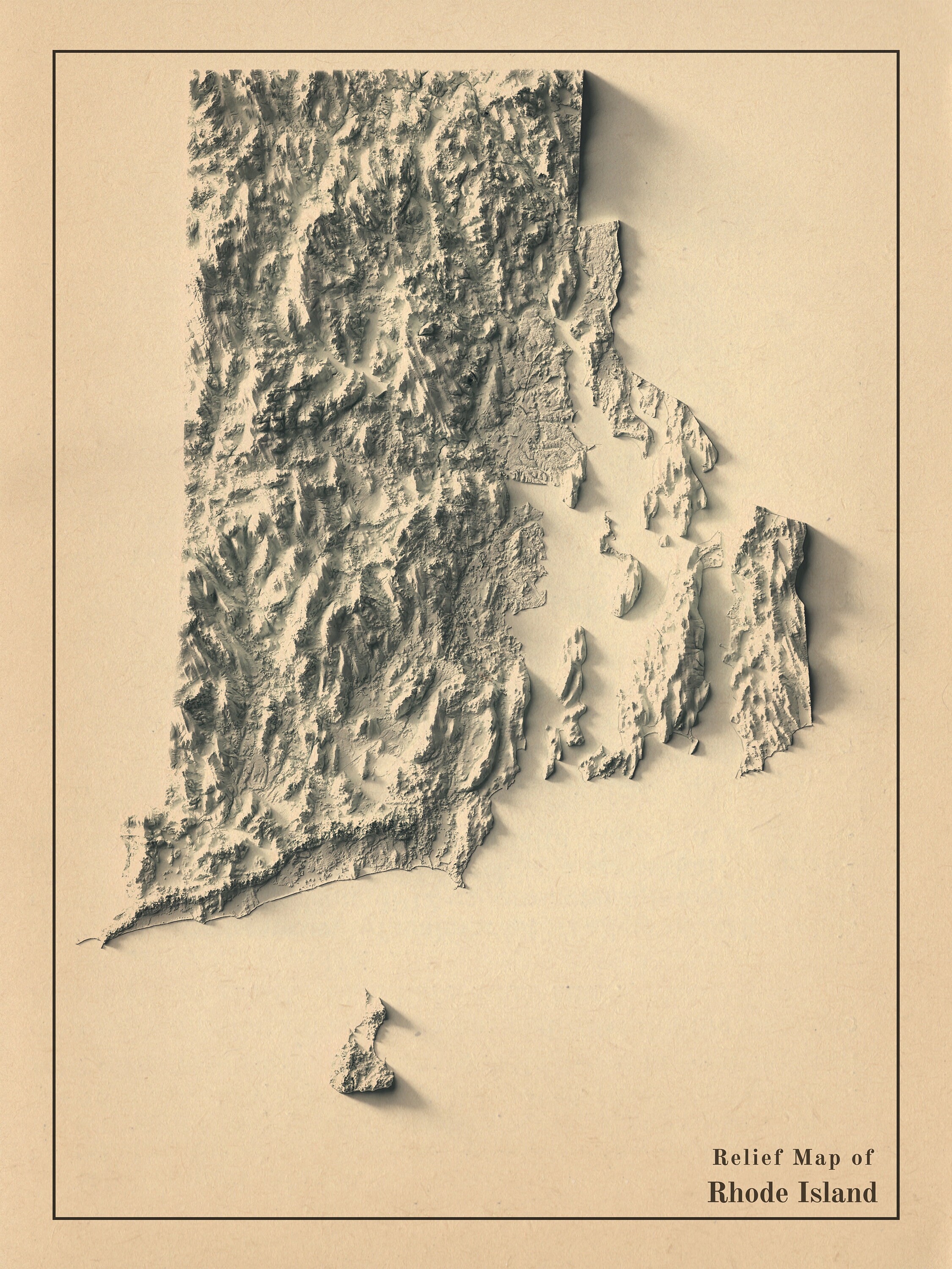 Rhode Island Map set With Two Maps Rhode Island Relief Map - Etsy