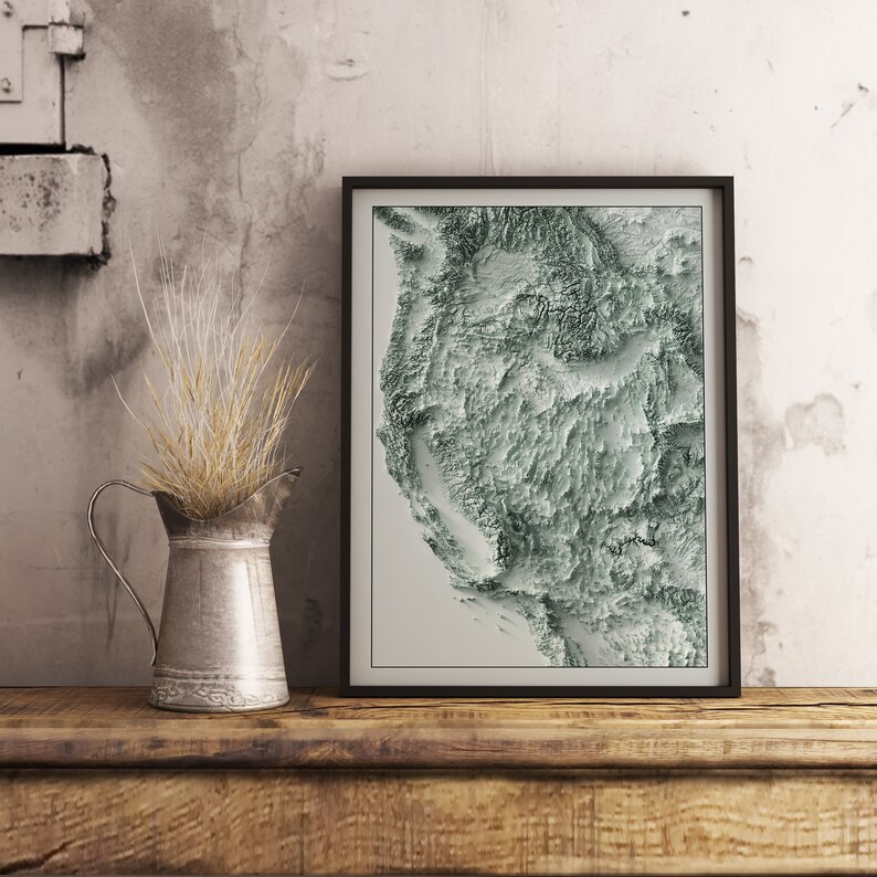 Western USA Map, Western United States Relief Map, Western USA Wall ...