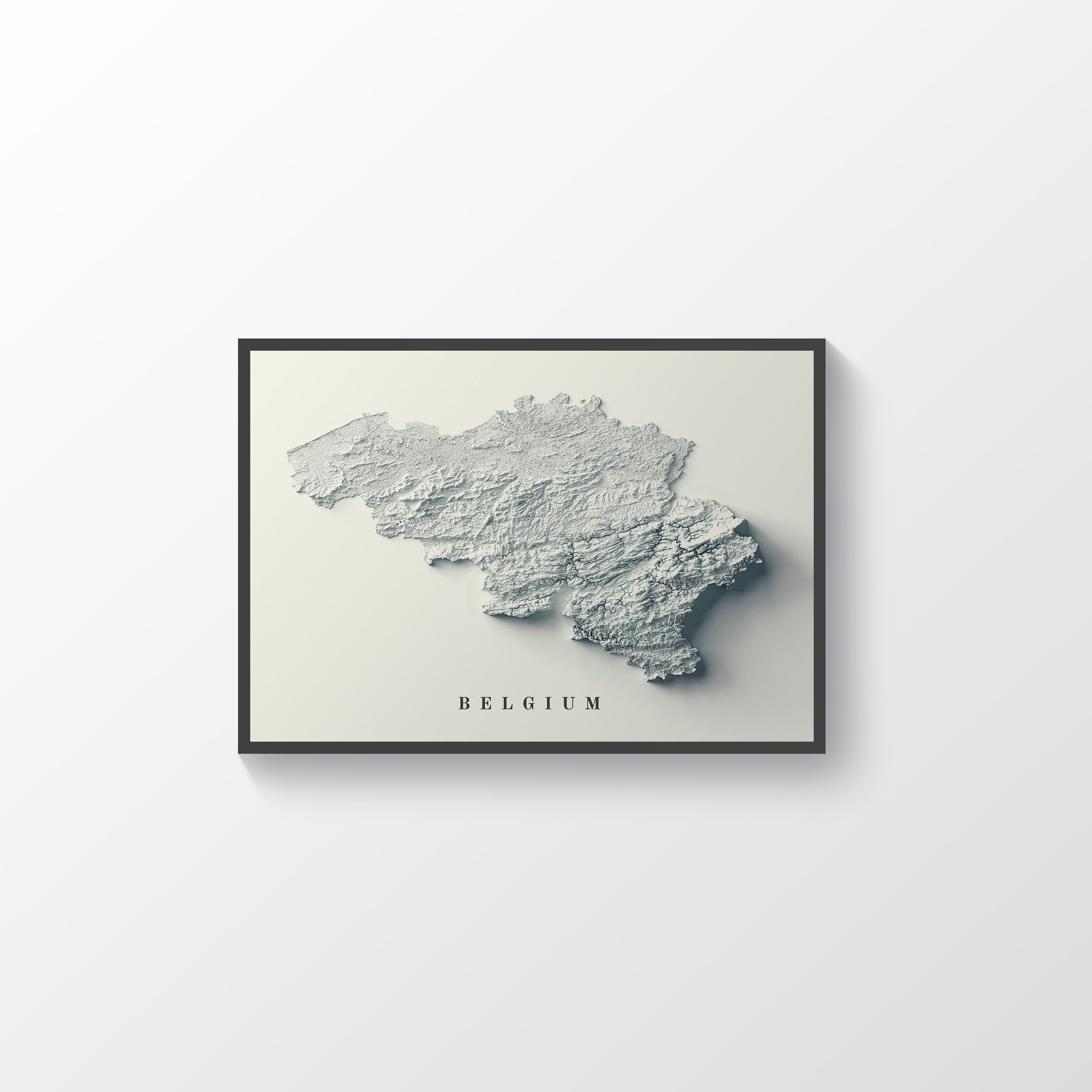 Belgium Minimalist Relief Map | Belgium Wall Art | Belgium Framed Print ...