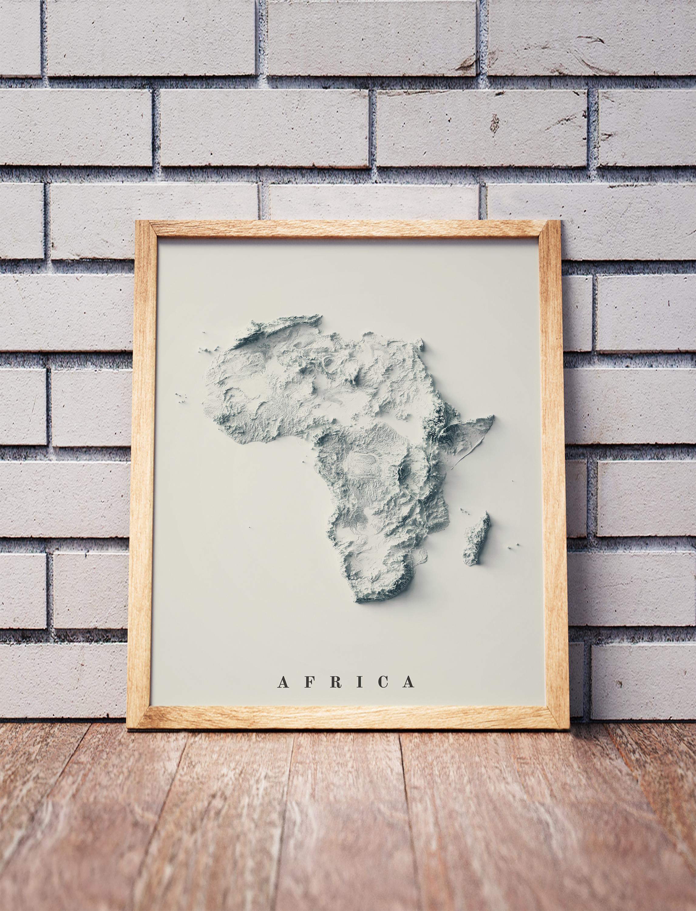 Africa Map, Africa Relief Map, Africa Wall Decor, Africa Minimalist Map ...