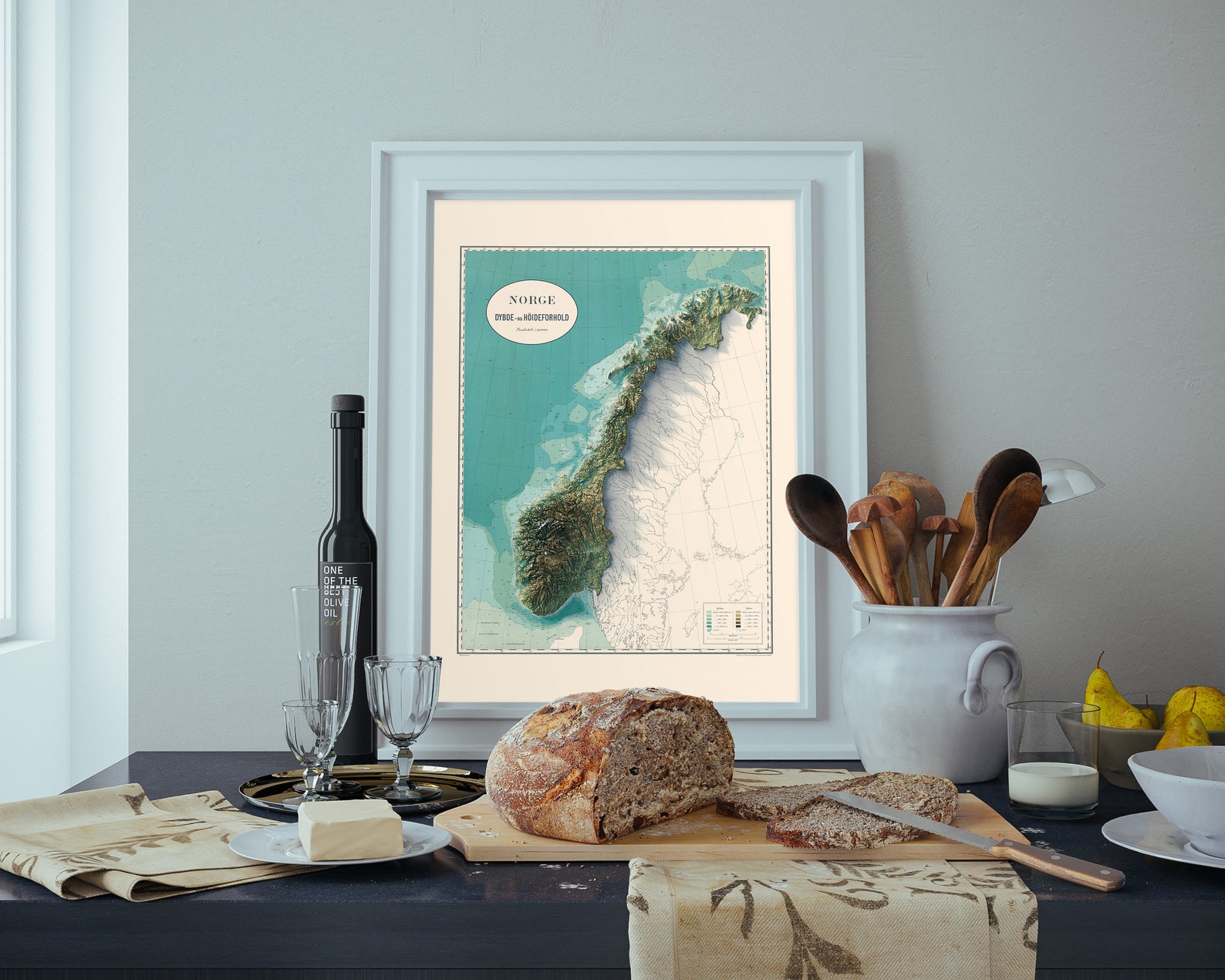 Norway Map, Norway Printable Map, Norway Relief Map, Norway Vintage Map ...