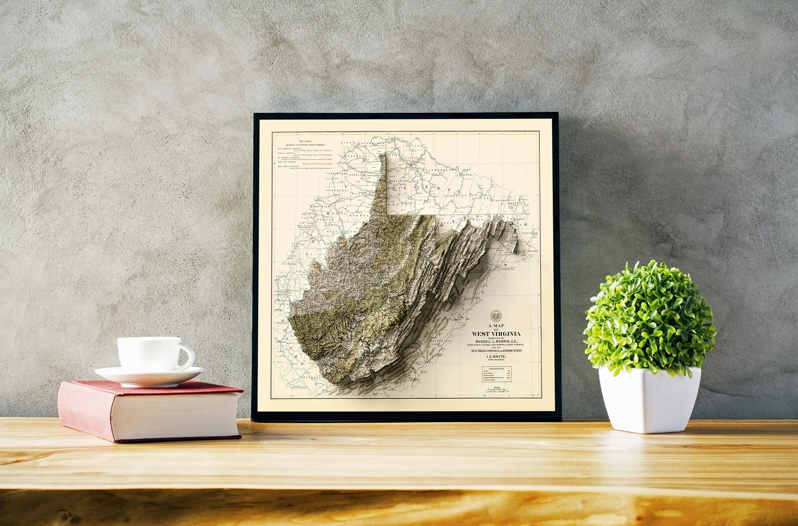 Map of West Virginia Relief Map of West Virginia Vintage Map of West ...