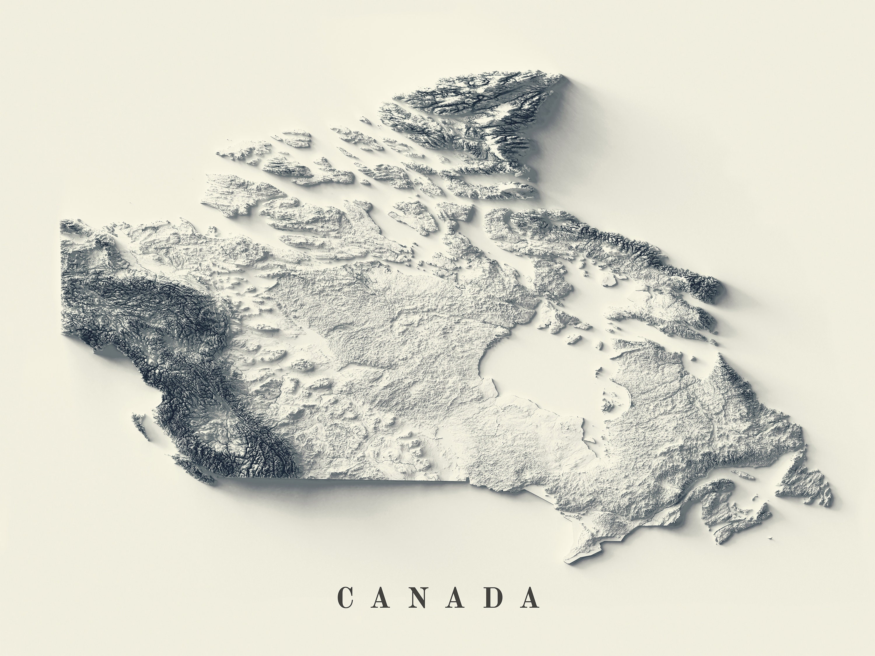 Canada Map set With Two Maps, Canada Relief Map, Canada Printable Map ...